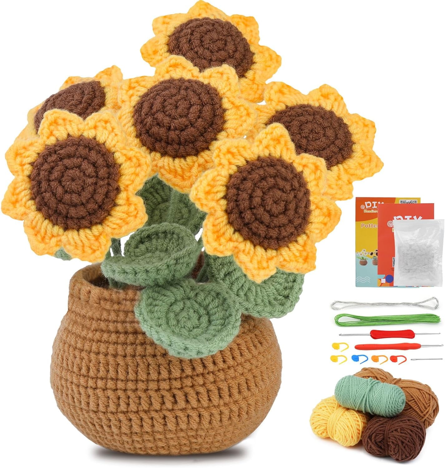 Wnngxing Crochet Kit for Beginners, DIY Sunflower Crochet Starter Set ...
