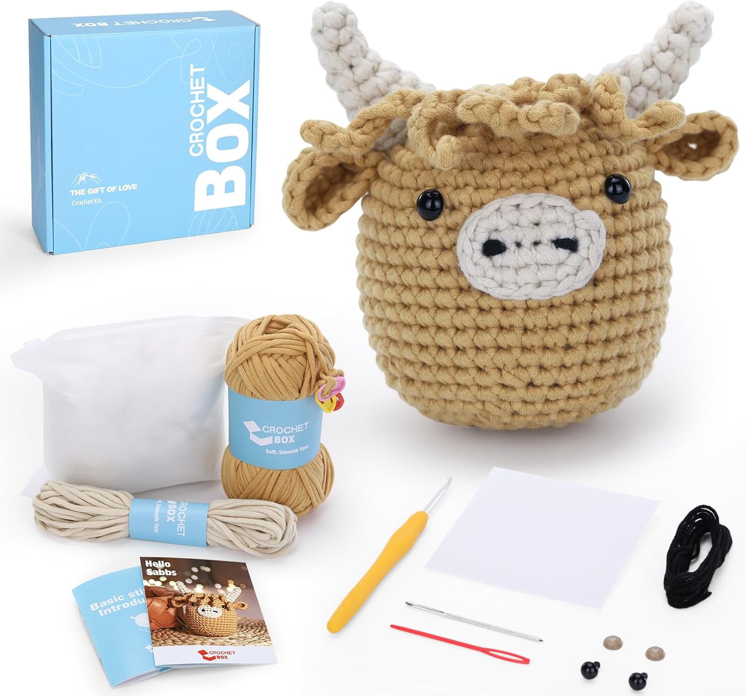 Crochet Kit for Beginners: Highland Cow Crochet Kit, Learn to Crochet ...
