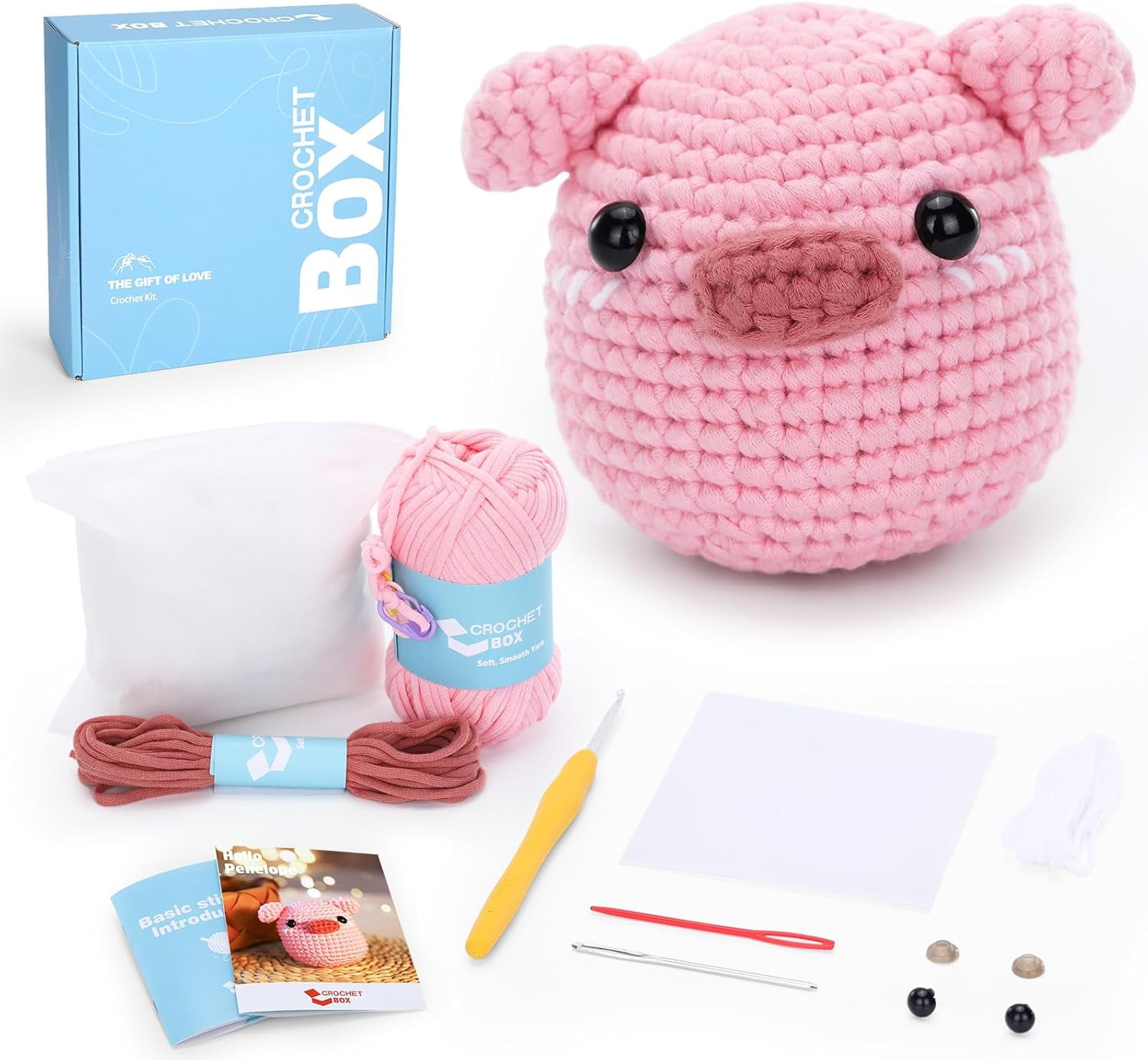 Crochet Kit for Beginners: Pink Pig Crochet Kit, All You Need in ...