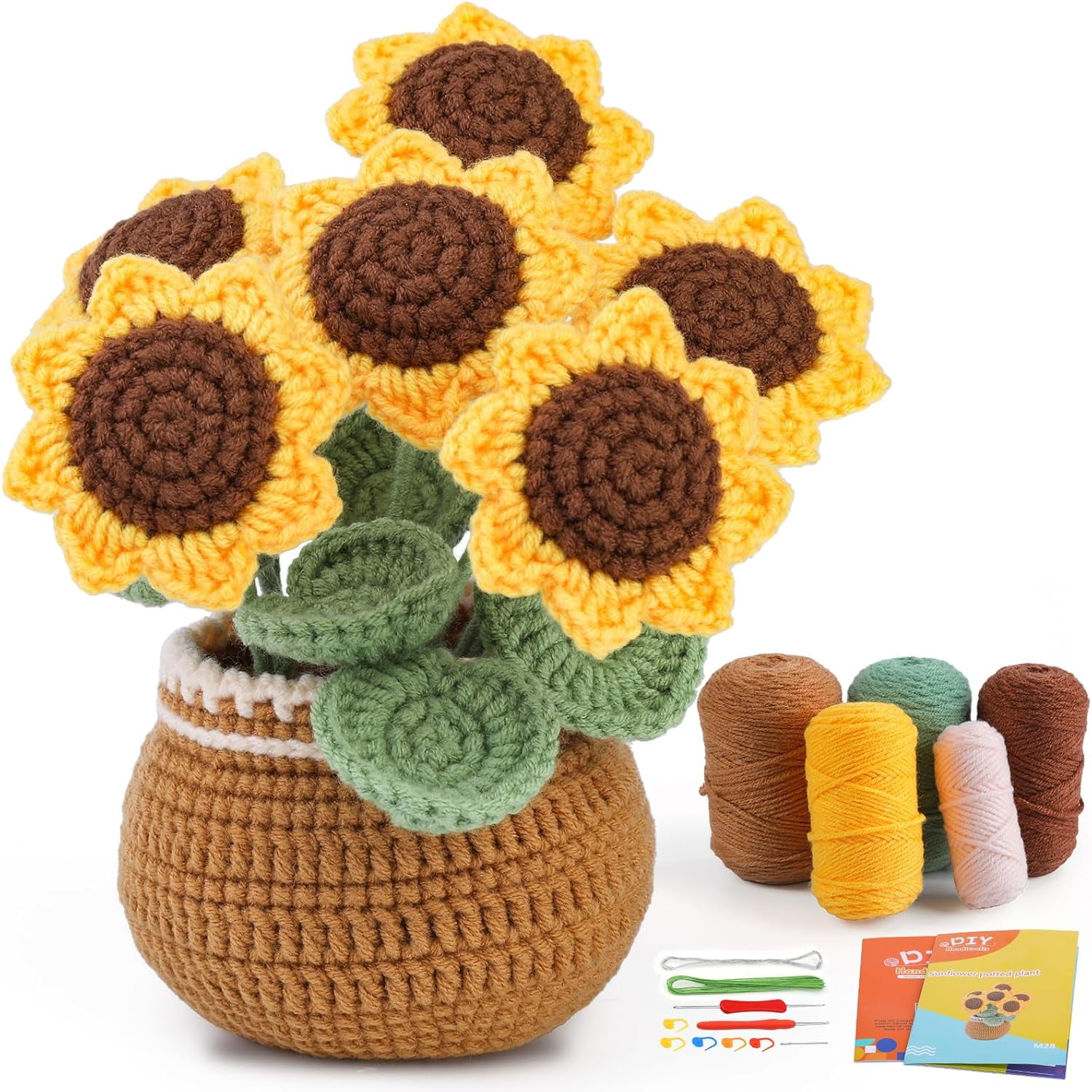 Crochet Kit for Beginners, Sunflower Crochet Kit Beginner Crochet ...