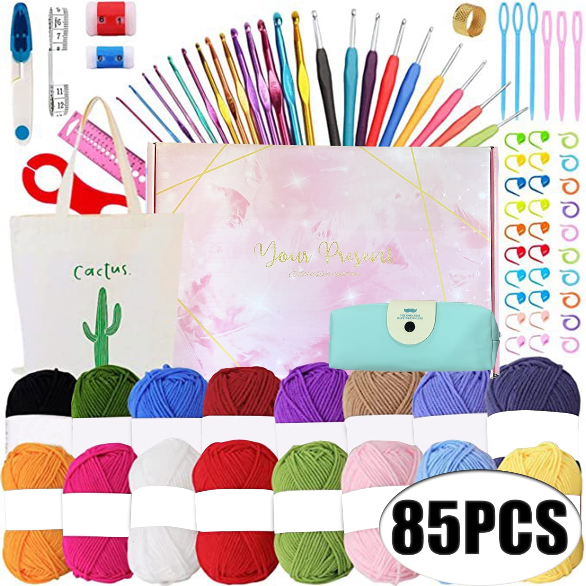 Large Set Crochet Kit, Yarn Pack, Variety Stitch, 85Pcs Multicolor ...