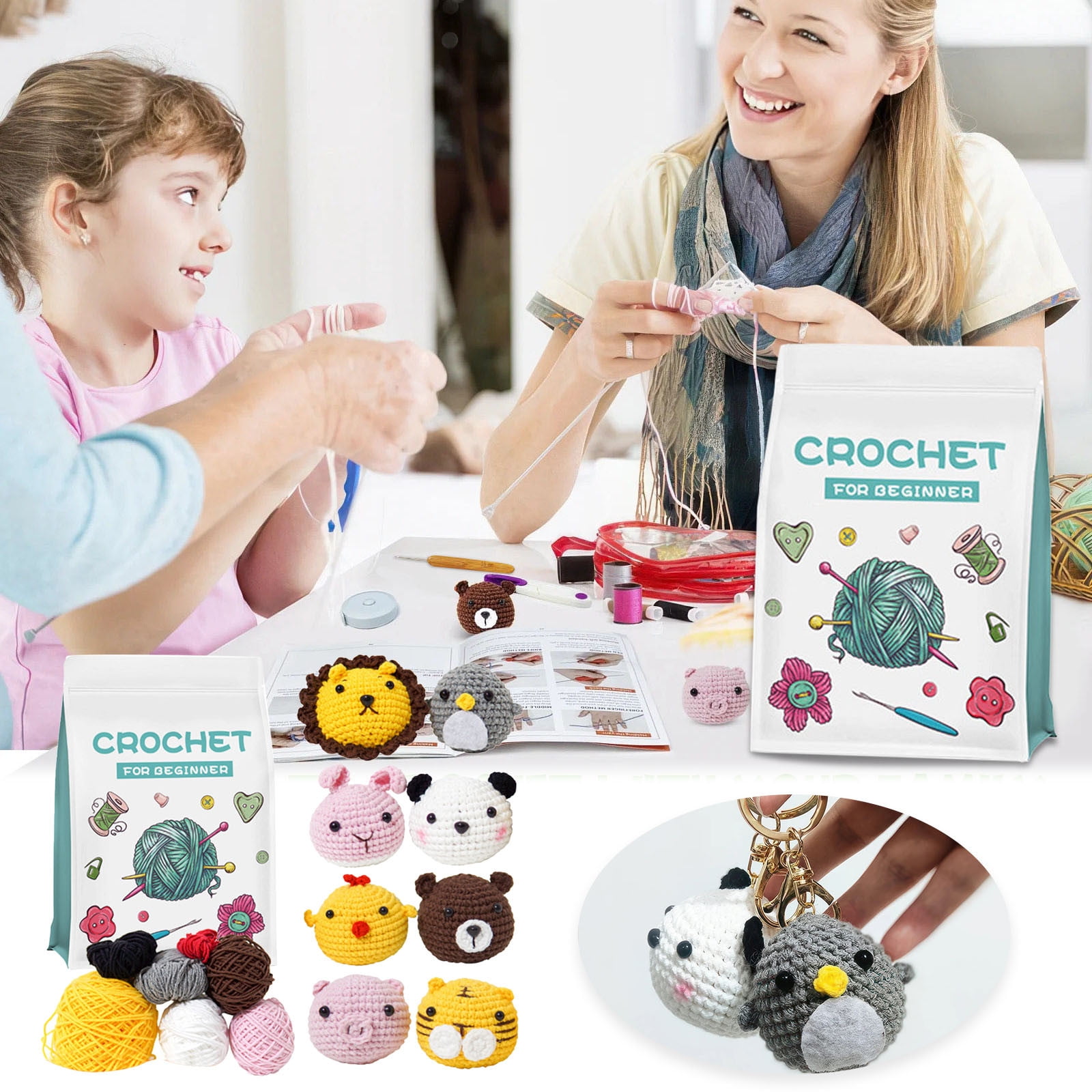 Crochet Kit For Beginners 8PCS Crocheting Animals Kits Yarn Crochet ...