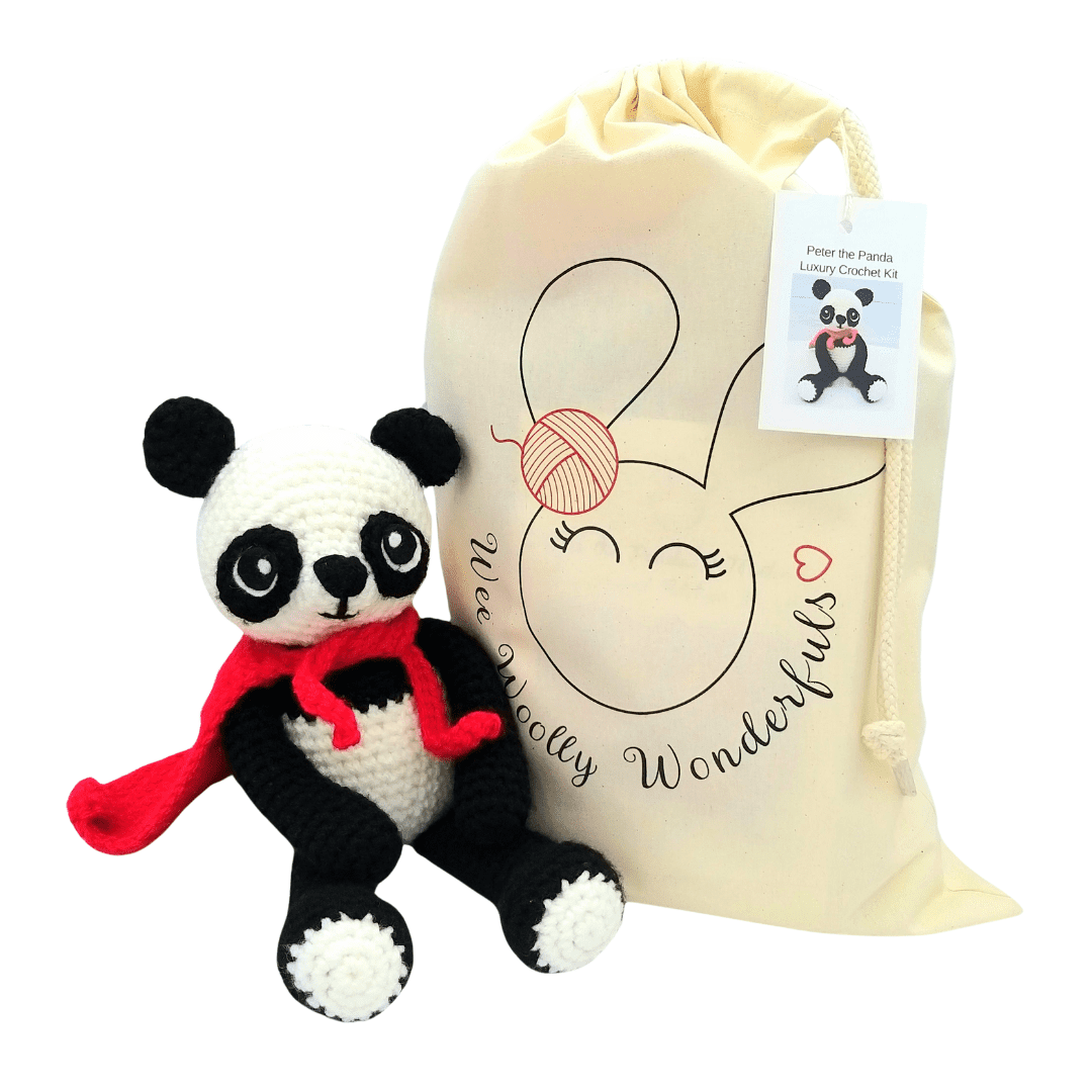 Crochet Kit Panda Luxury Crochet Craft DIY Kit (Peter the Black and ...