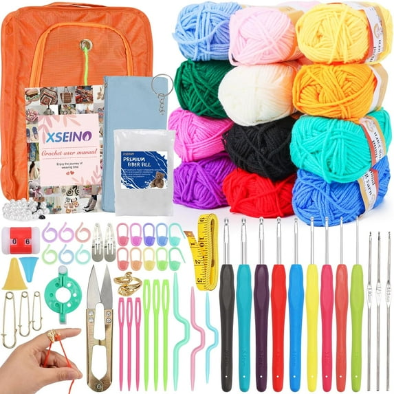 Crochet Kit with Step-by-Step Video Tutorials，Premium Bundle Includes ...