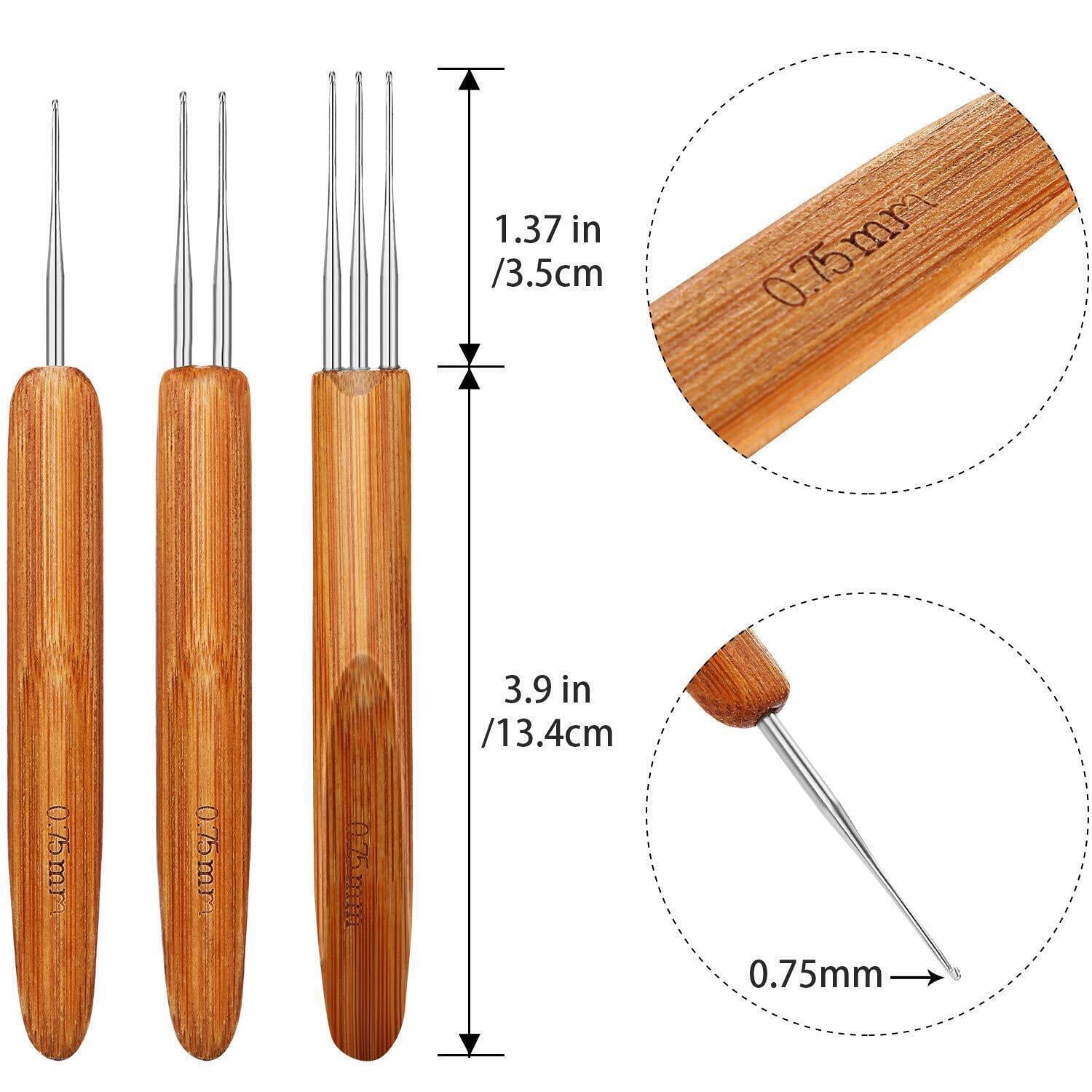 Crochet Needle Hook Bamboo Handle Dreadlock Knit Hair Making Braiding ...