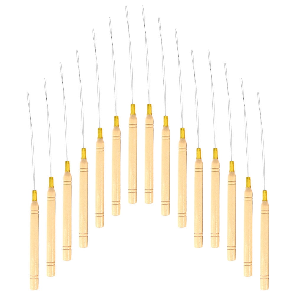WRITWAA Hair Hook Wooden Loop Needle Khaki 15Pcs - Walmart.com