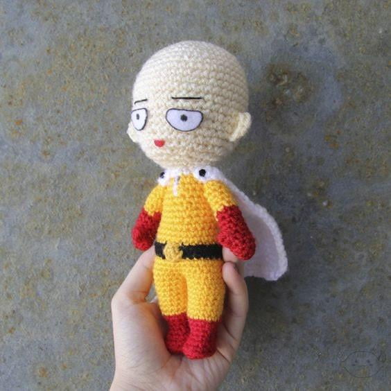 Crochet One-Punch Hero Doll Crochet Overpowered Hero Doll Amigurumi One ...