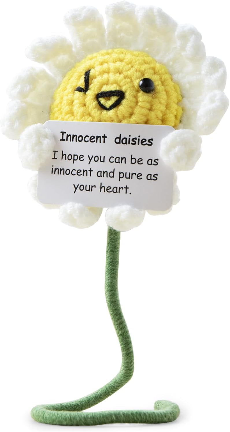 Crochet Positive Flower Doll with Card, Mini Creative Gift for Friends ...