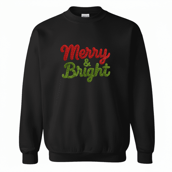 Crochet Print Merry Bright Vintage Holiday Festive Style Sweatshirt, up ...