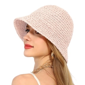 Crochet Raffia Sun Hat with Wide Brim and Bow Detail Foldable Summer ...