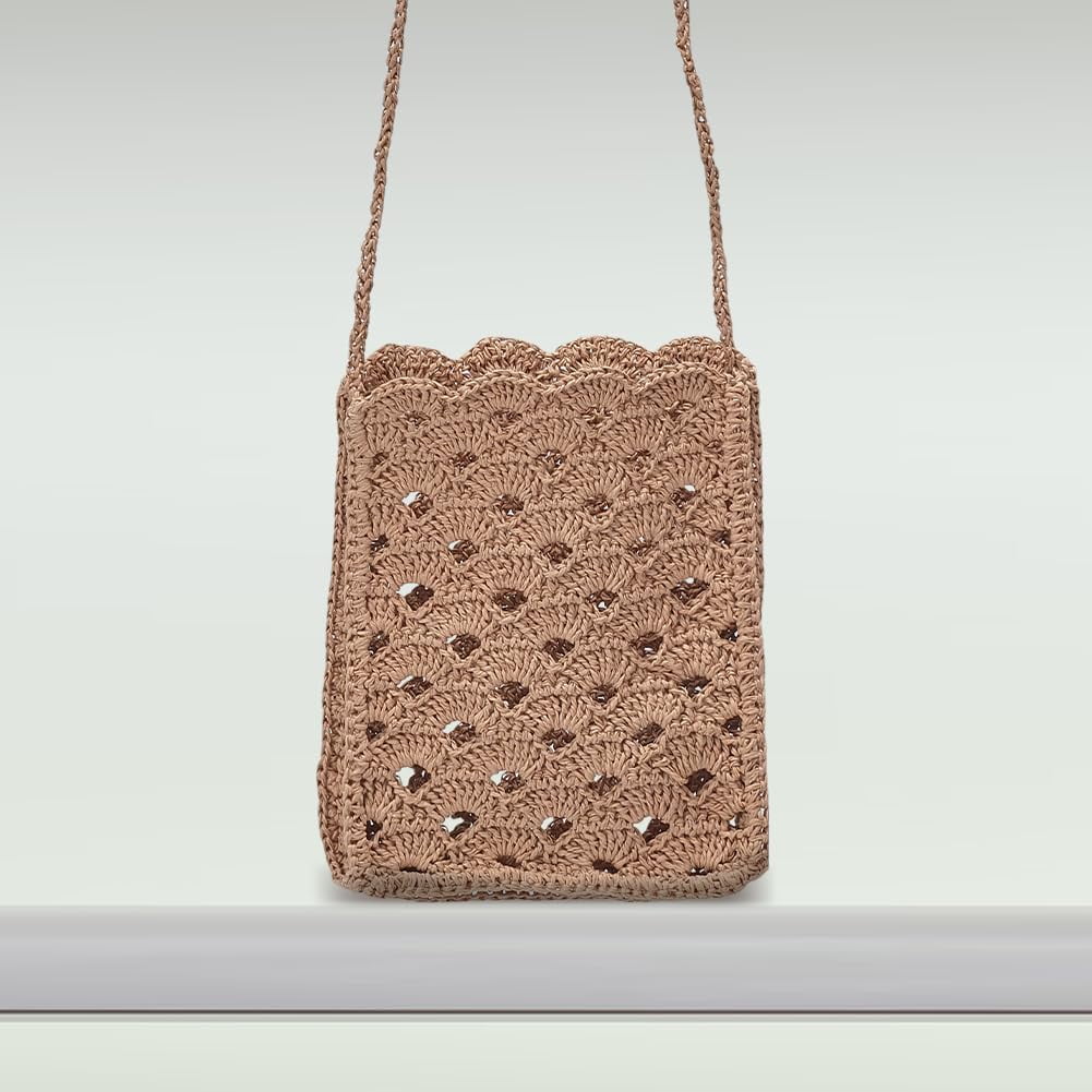 Crochet Raffia Phone Bag kit Rattan Square Bag Kit for Beginners Raffia ...