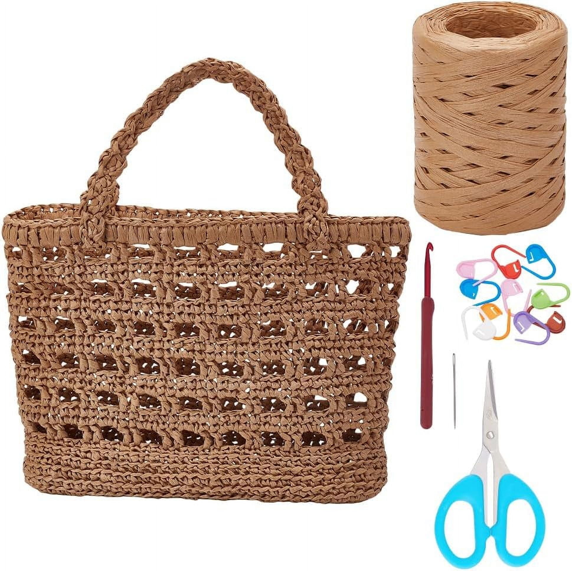 Crochet Raffia Tote Bag kit Set for Beginners Beach Tote Bag for Women ...
