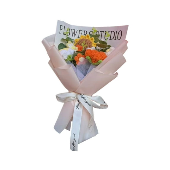 Crochet Rose Bouquet - Hand Knitted Valentine's Day Gift Faux Flower ...