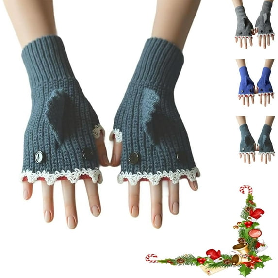 Crochet Shark Fingerless Gloves, Cute Shark Design Women Knit Thermal ...