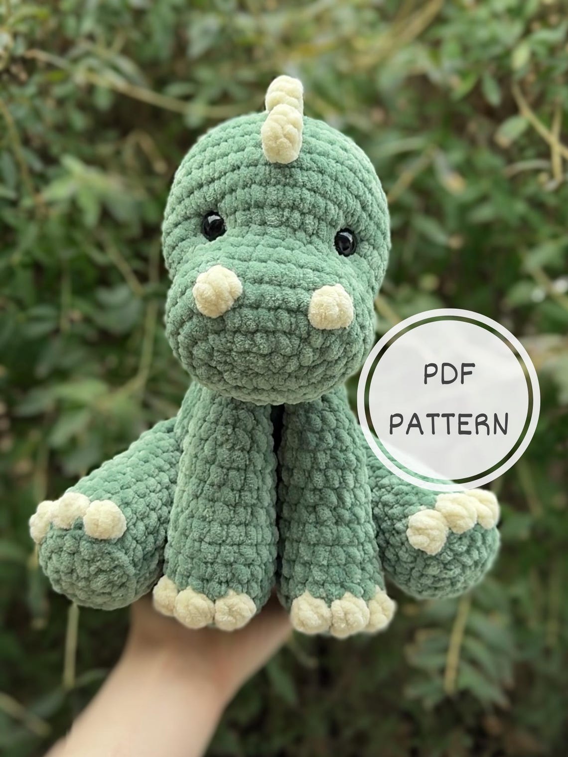 Crochet Sitting Dinosaur Amigurumi Pattern, Cute Dino Design, Low Sew ...