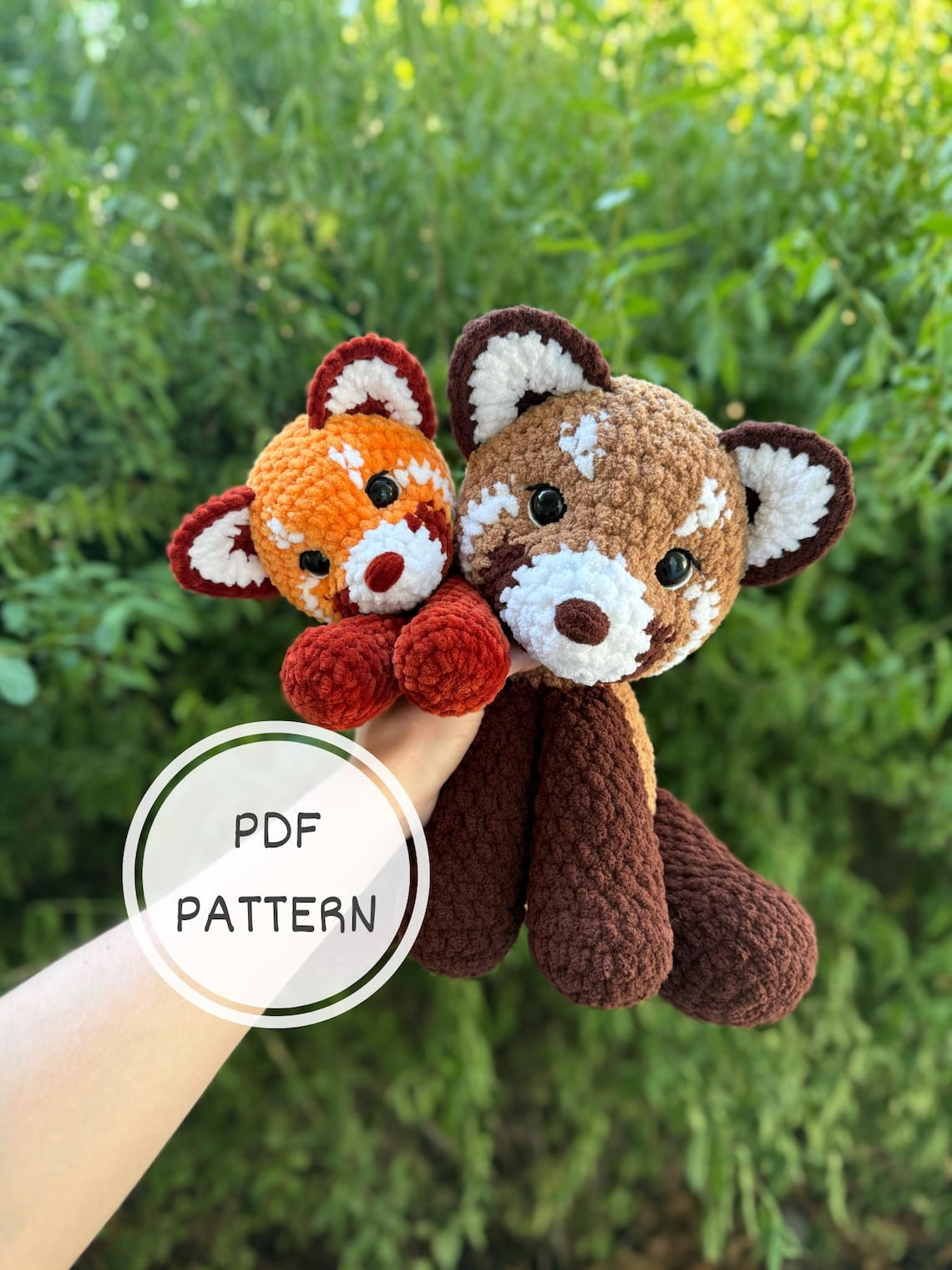 Crochet Sitting Red Panda Amigurumi Pattern, Cute Jungle Animal Design ...