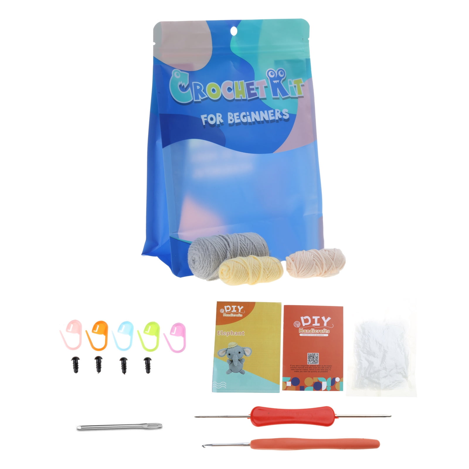 Crochet Starter Kits with Yarn, Crochet Hook, Needle, Knitting Marker ...