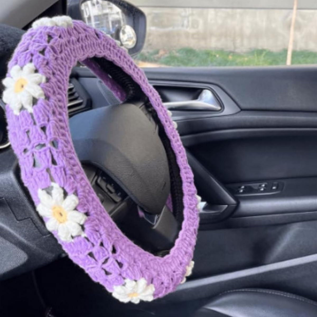 Crochet Steering Wheel Cover,Universal 14-15 inch Soft Steering Wheel ...
