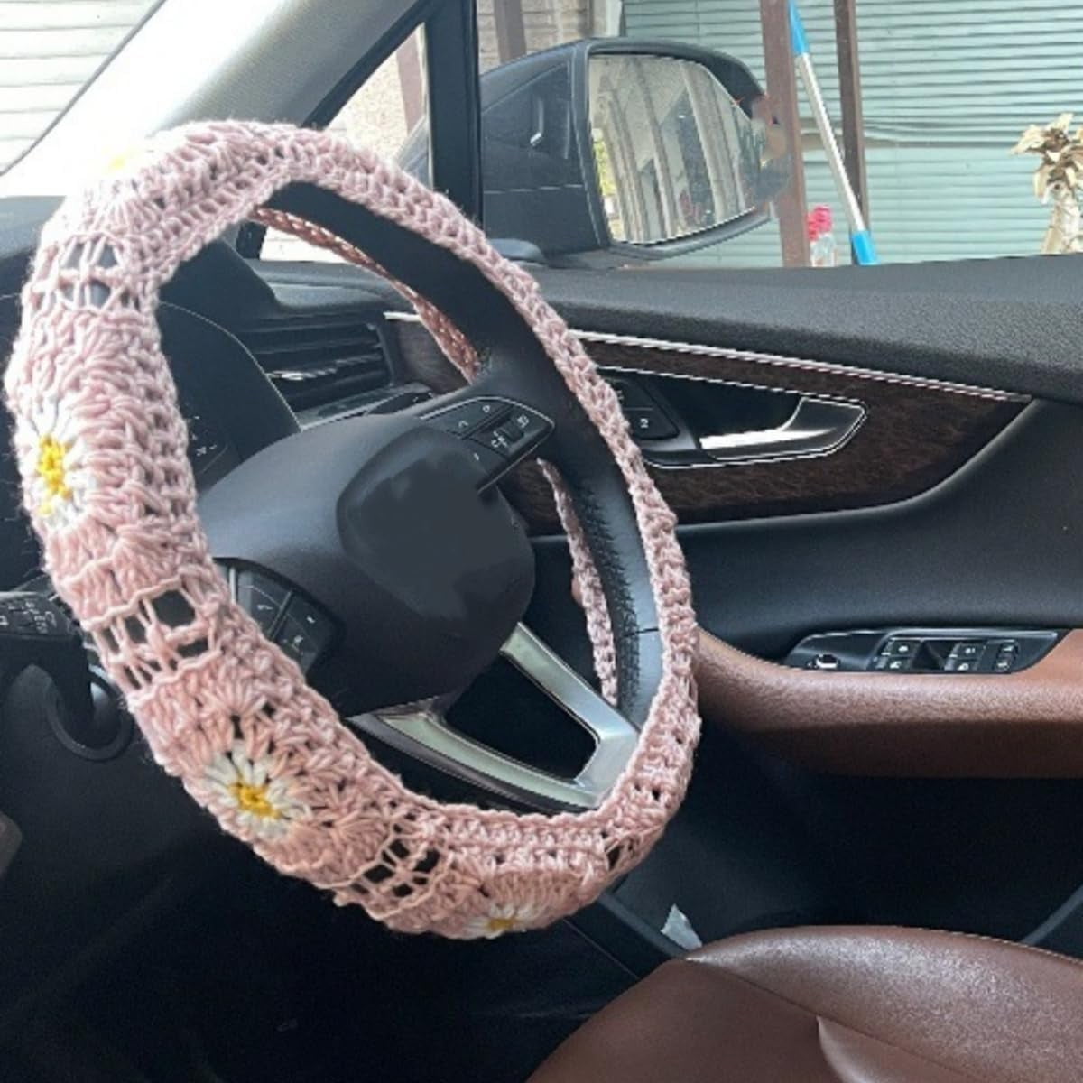 Crochet Steering Wheel Cover,Universal 14-15 inch Soft Steering Wheel ...