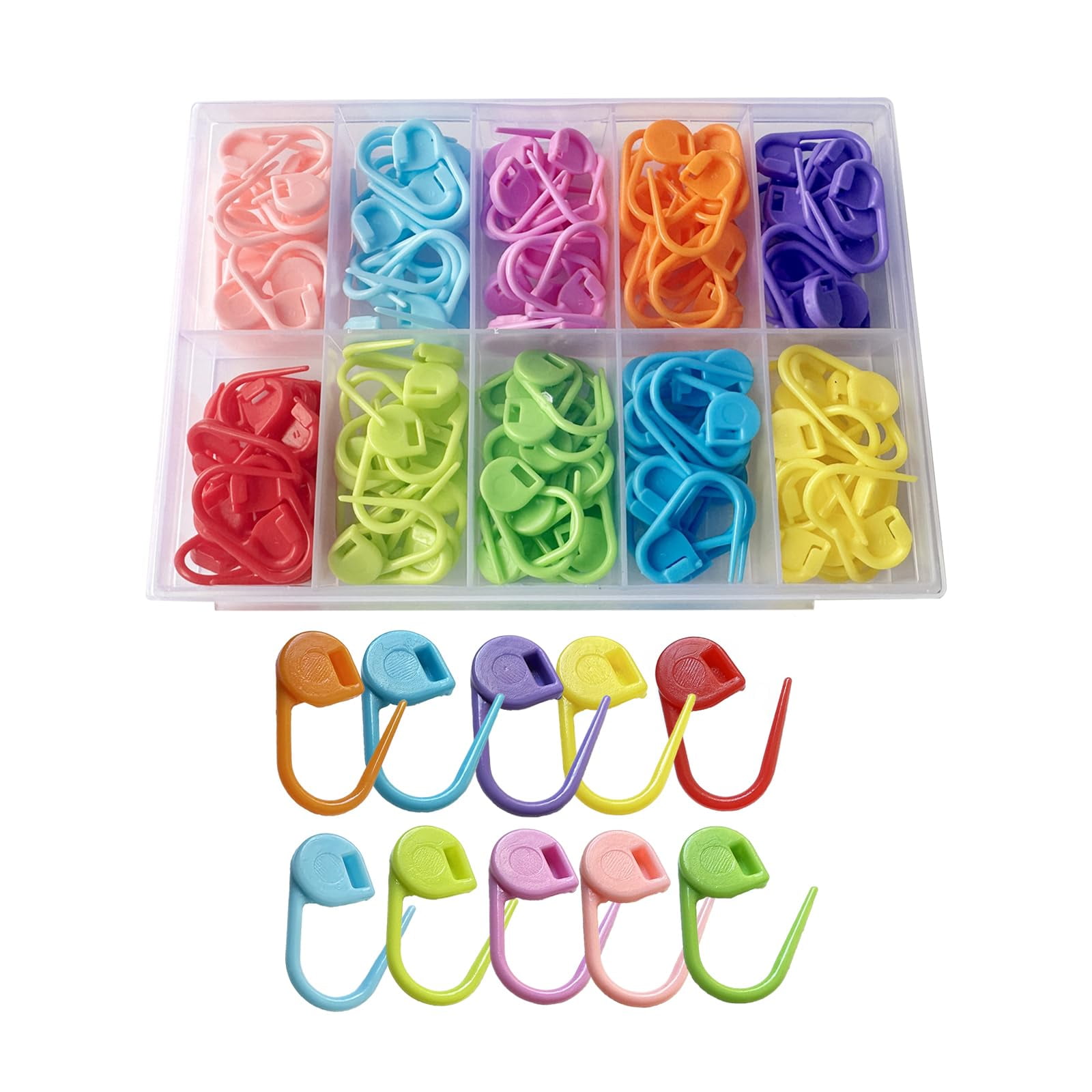 Crochet Stitch Markers 150 Pcs, Plastic Locking Needle Clips, Multi ...