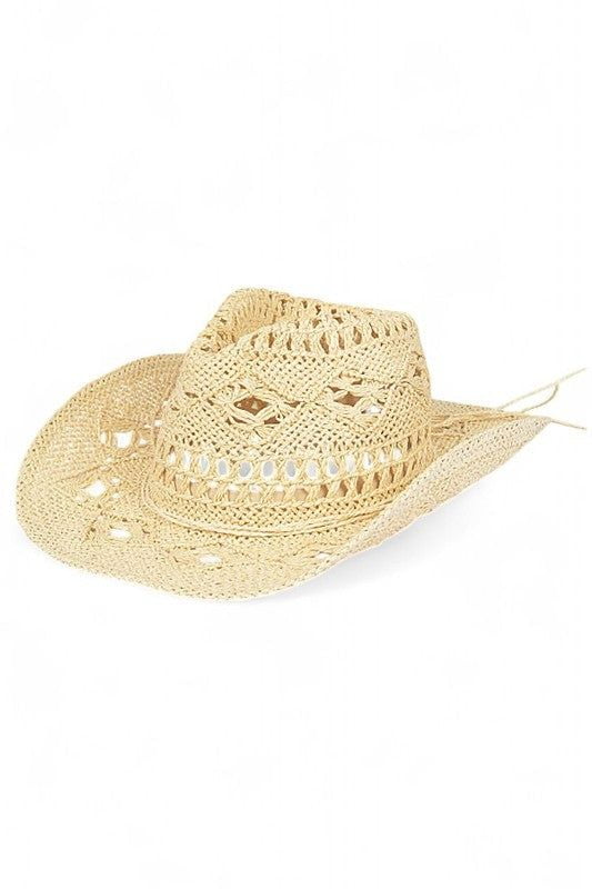 Crochet Straw Hat Ivory O/S - Walmart.com