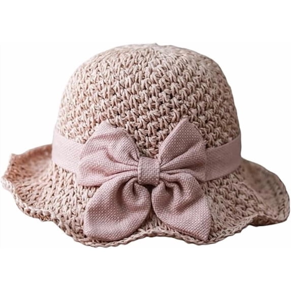 Crochet Straw Hat with Ruffle Bow, Summer Vintage Woven Sun Hat ...