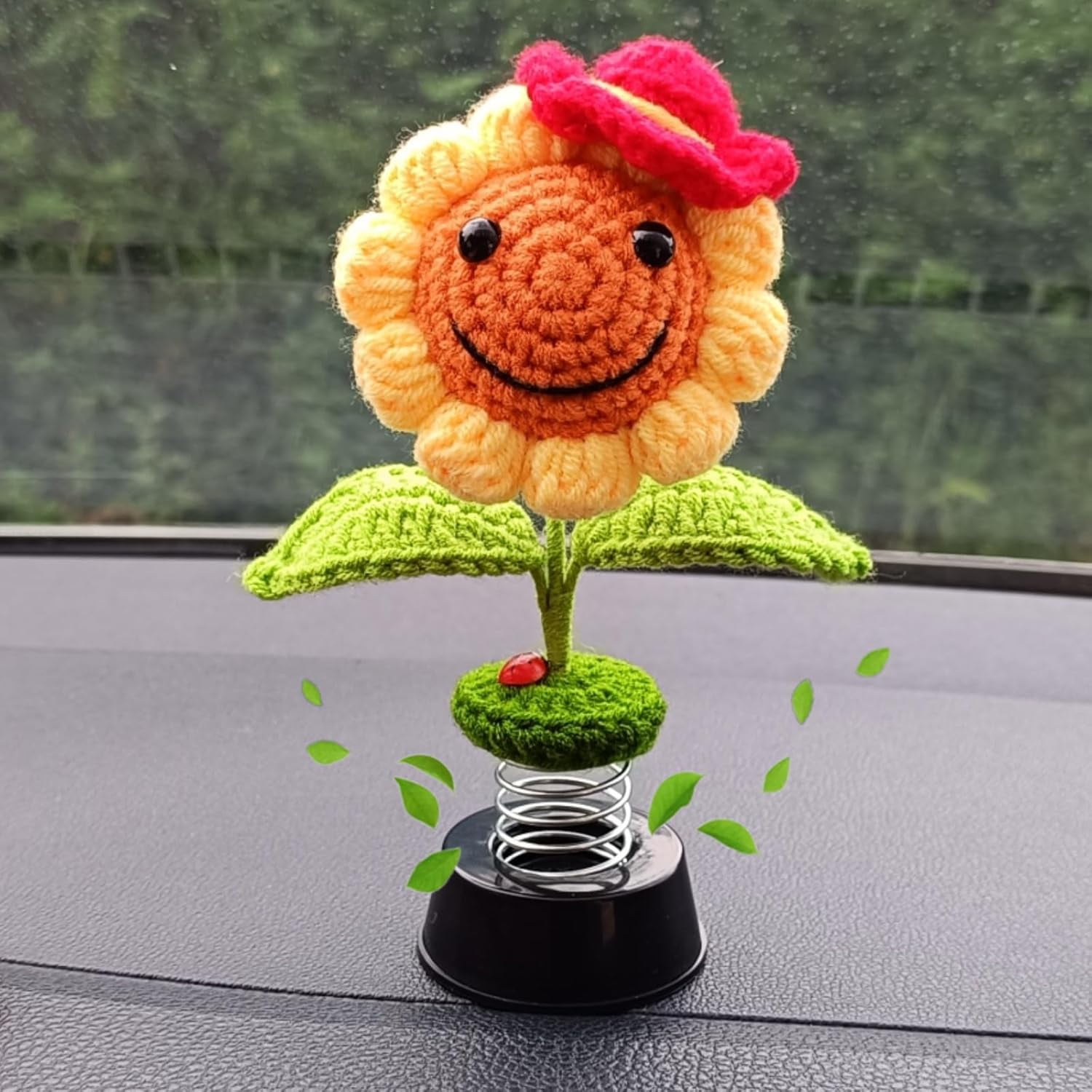 Crochet Sunflower Dashboard Decorations Gifts for Women, Cute Sun ...