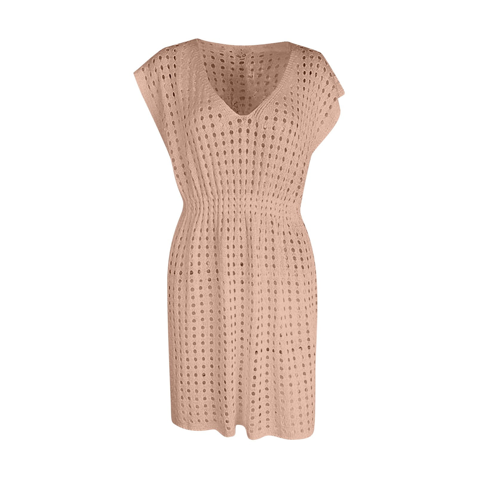 Crochet Swim Cover Up Sundress for Women Summer Short Sleeve Breathable ...