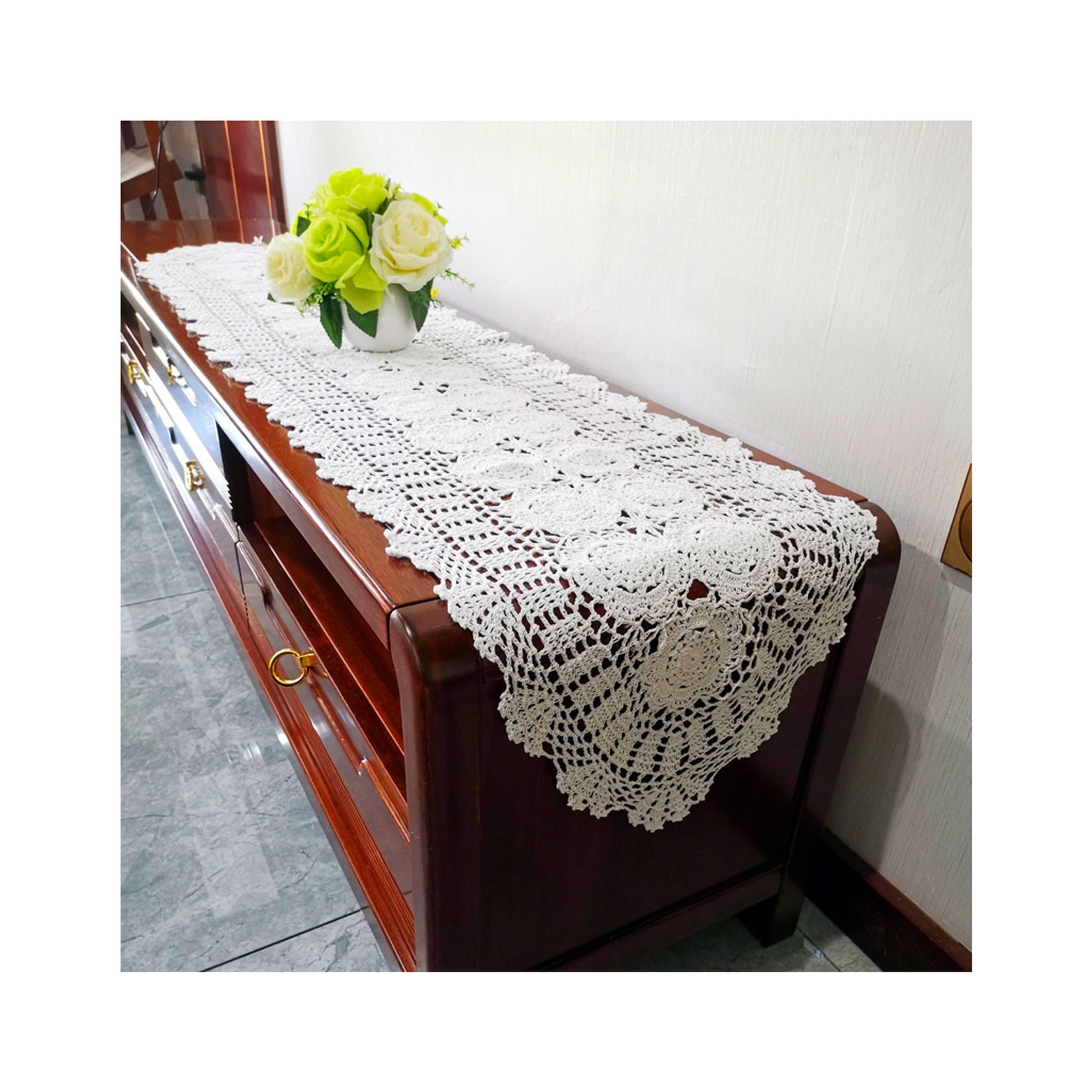 Crochet Table Runners Doily, Handmade Lace Table Runner Vintage Floral ...