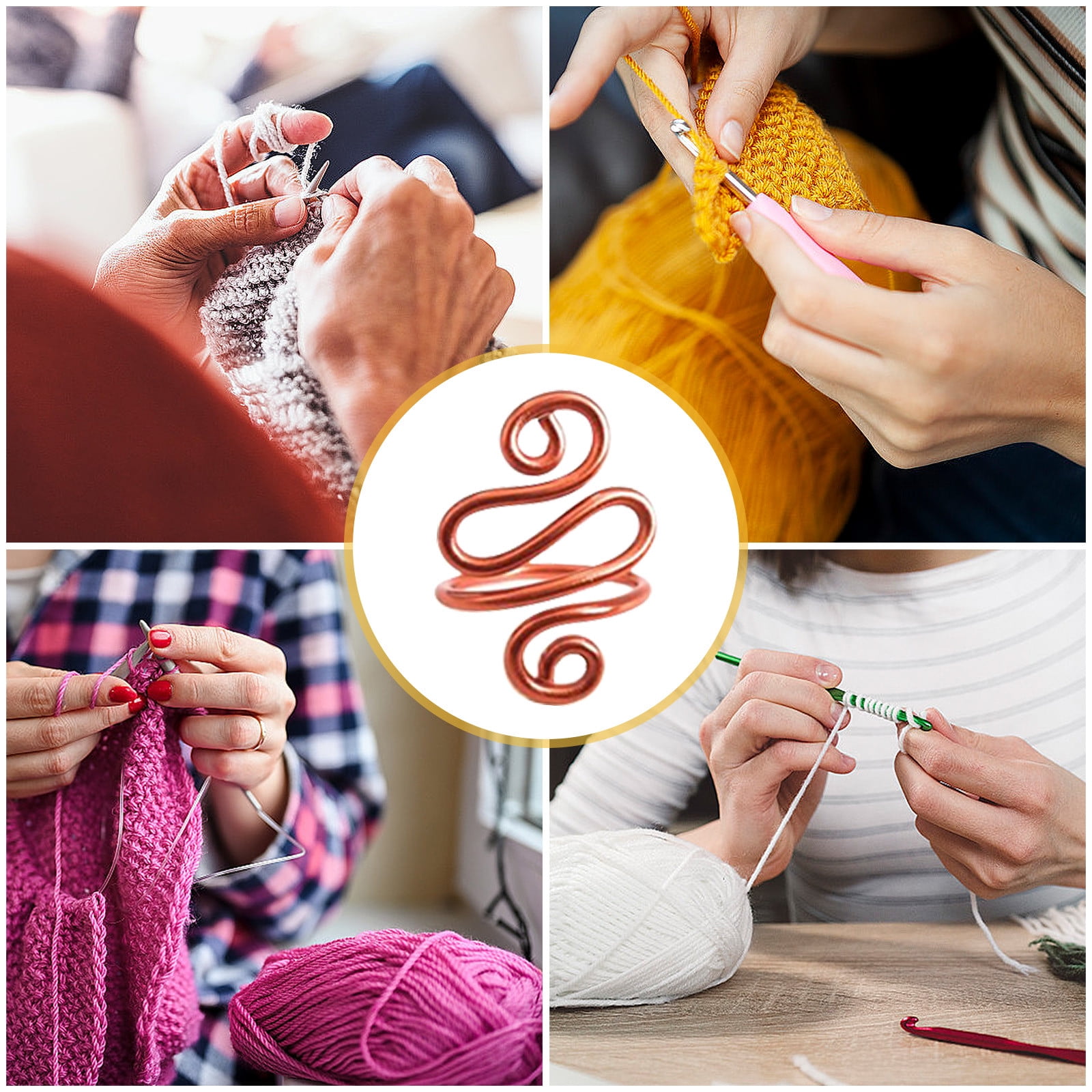 Crochet Tension Ring Adjustable Yarn Control Matte Aluminum | Left ...