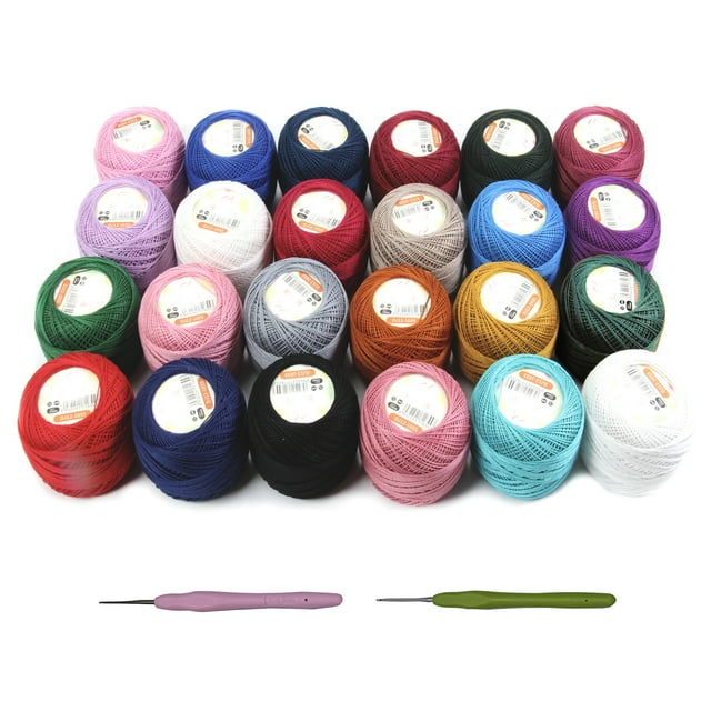 Crochet Thread Ball 24 Skeins Crochet Yarn 240 Gram Crochet Thread Set ...