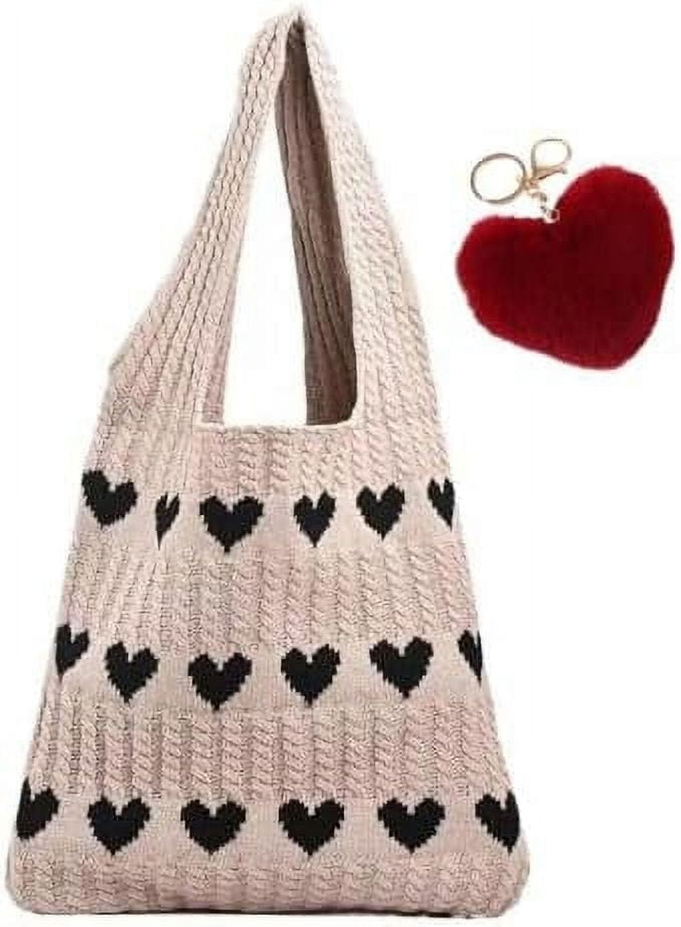 Crochet Tote Bag Heart Tote Cutecore Key Chain Cute Tote Bag Y2K ...