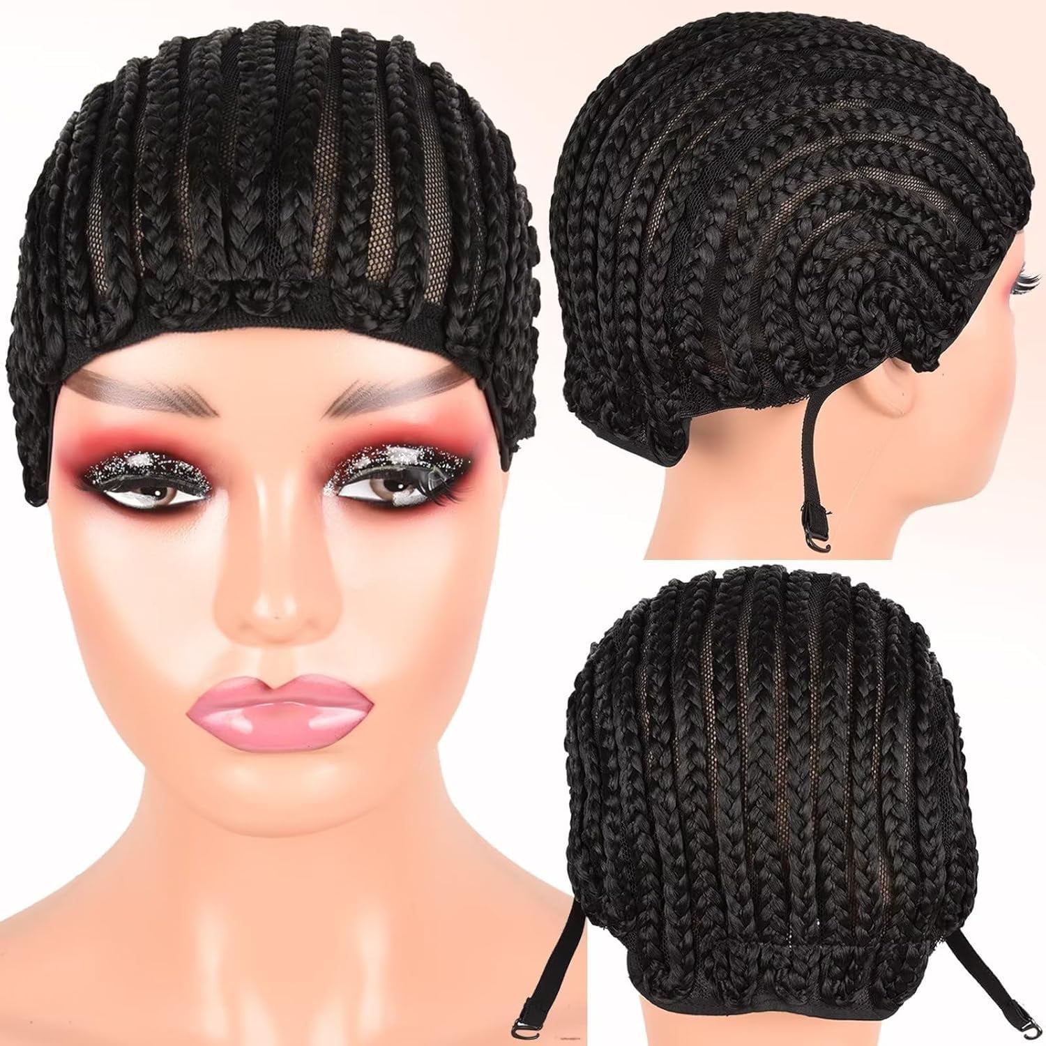 Crochet Wig Cap Breathable Braided Cornrow Cap with Adjustable Band ...