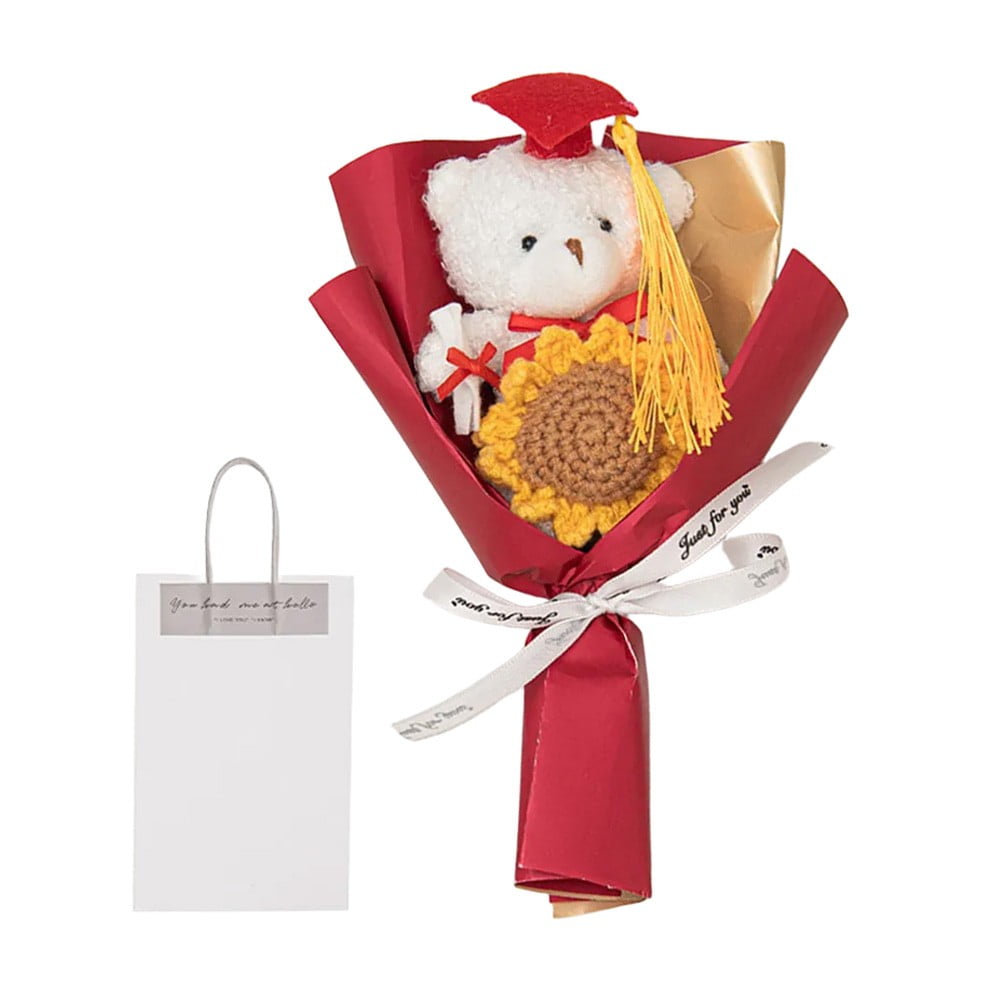 Crochet bouquet cute bear bouquet artificial flowers for Wedding ...