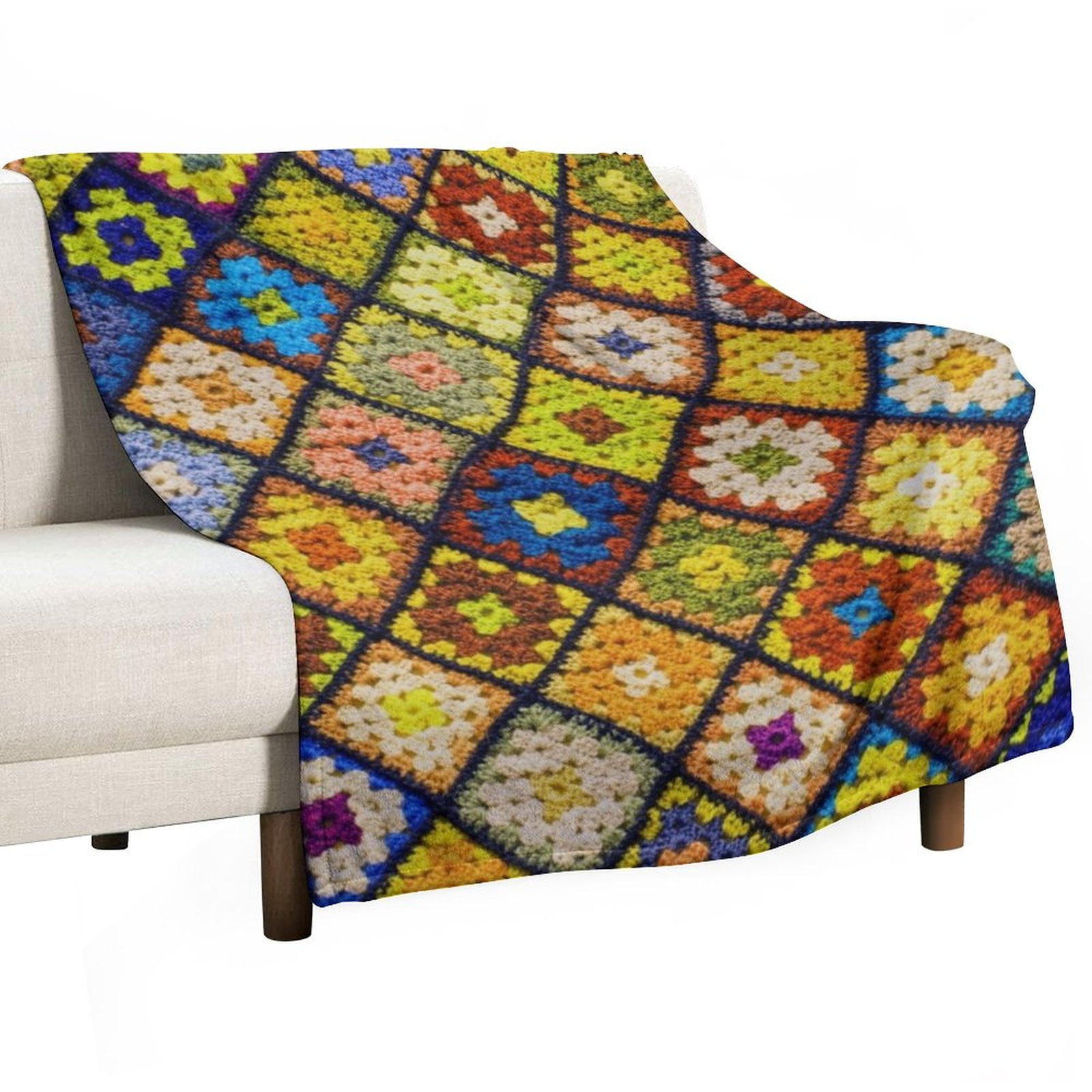 Crochet granny square pattern Throw Blanket Blanket Sofa Beach Blanket ...