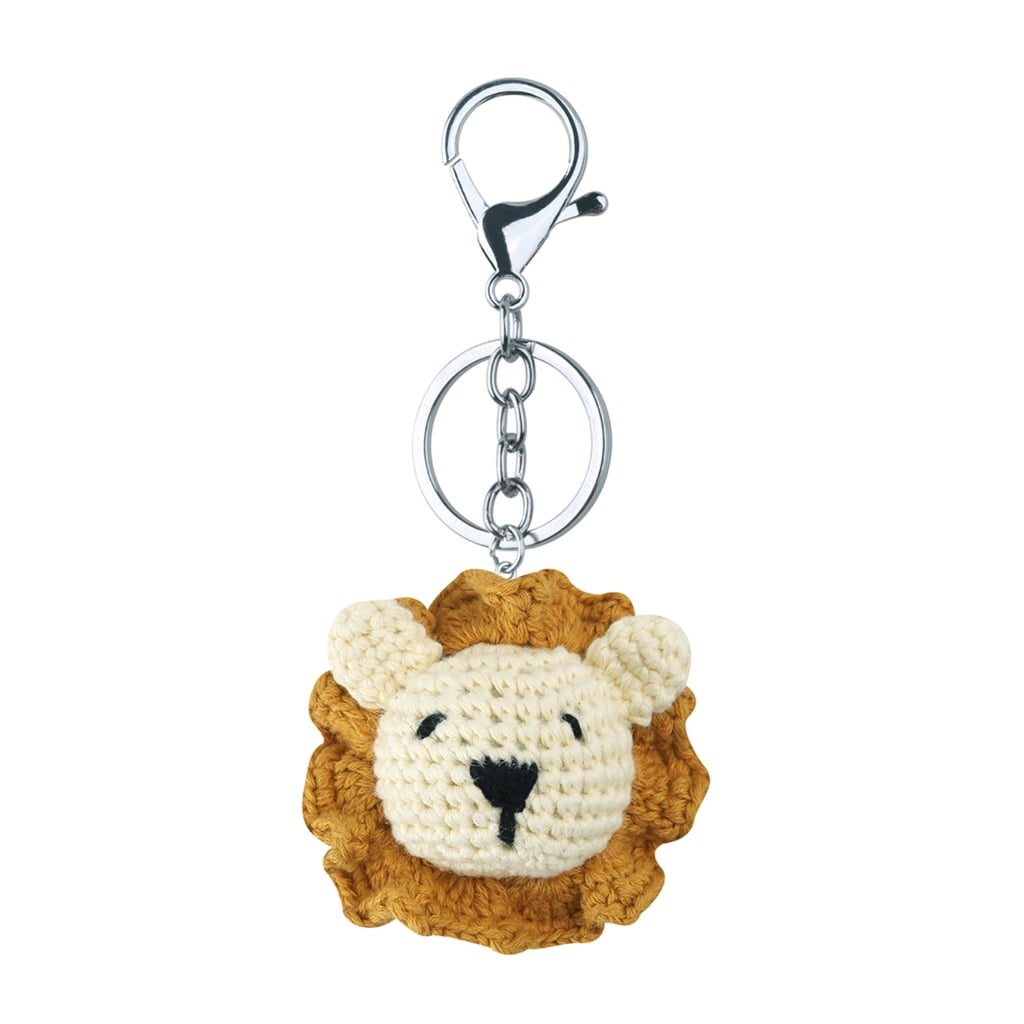 Crocheted Animal Head Keychain Crochet Keys Chain Acrylic Fiber ...