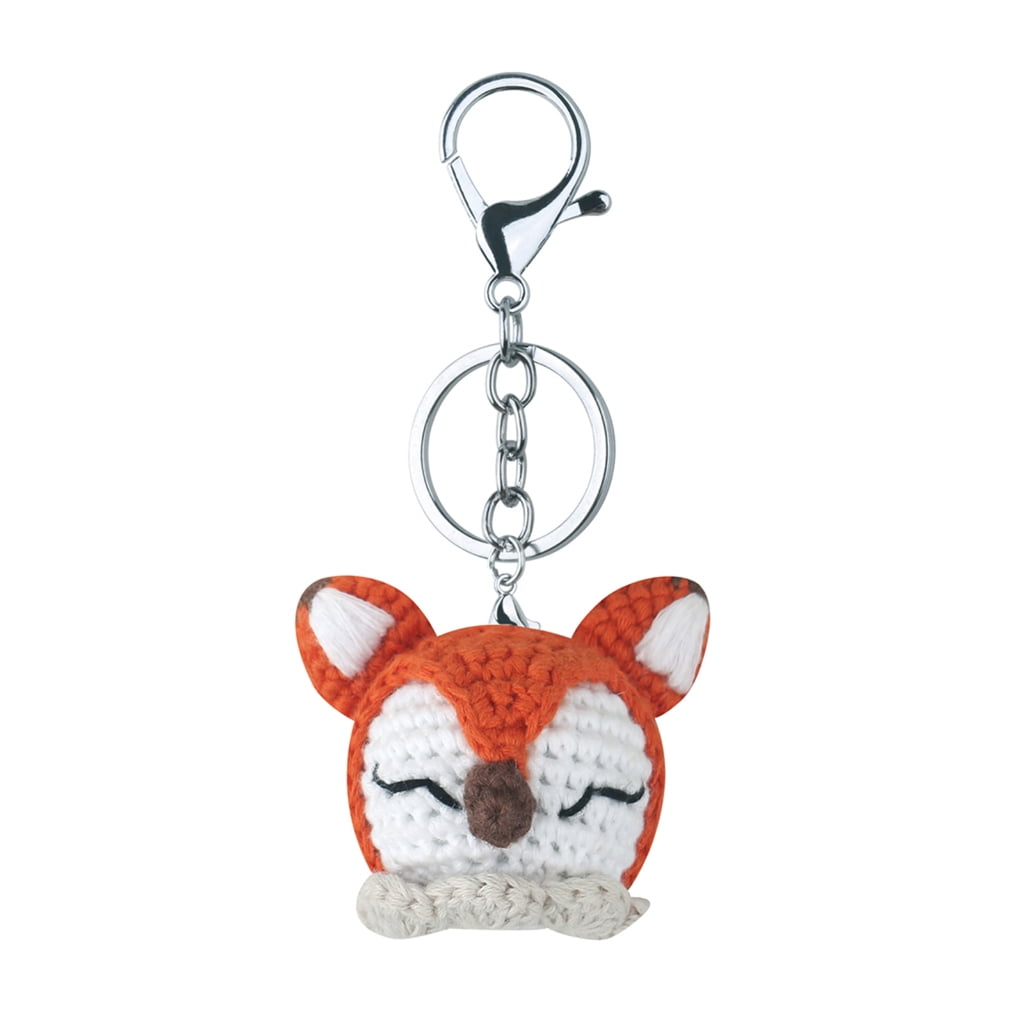 Crocheted Animal Head Keychain Crochet Keys Chain Acrylic Fiber ...