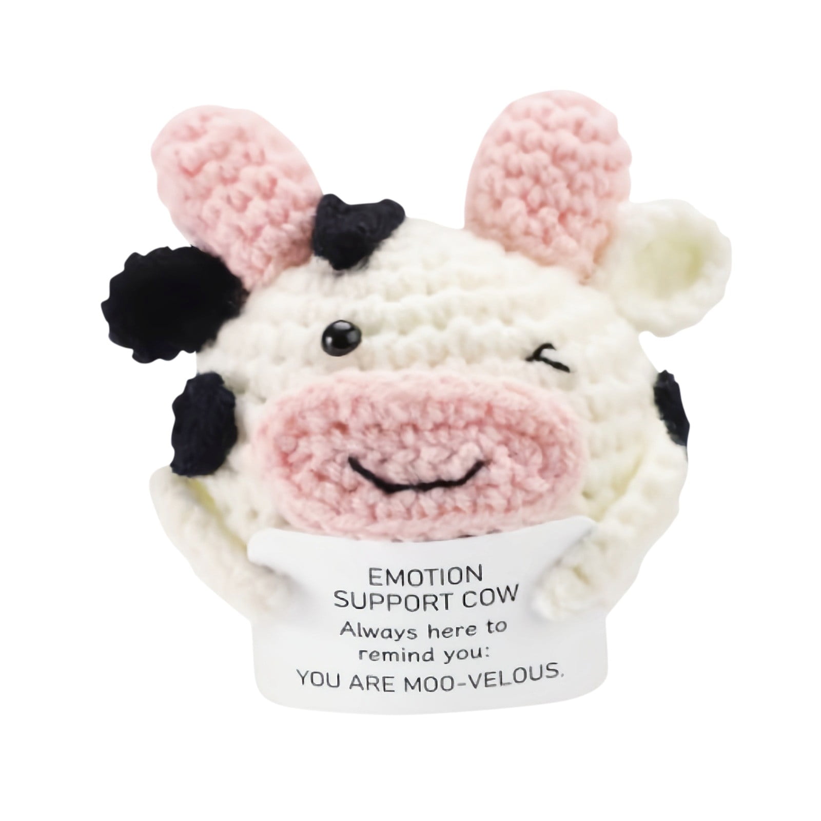 Crocheted Emotion Support Cow Plush Toy Handmade Stress Relief ...