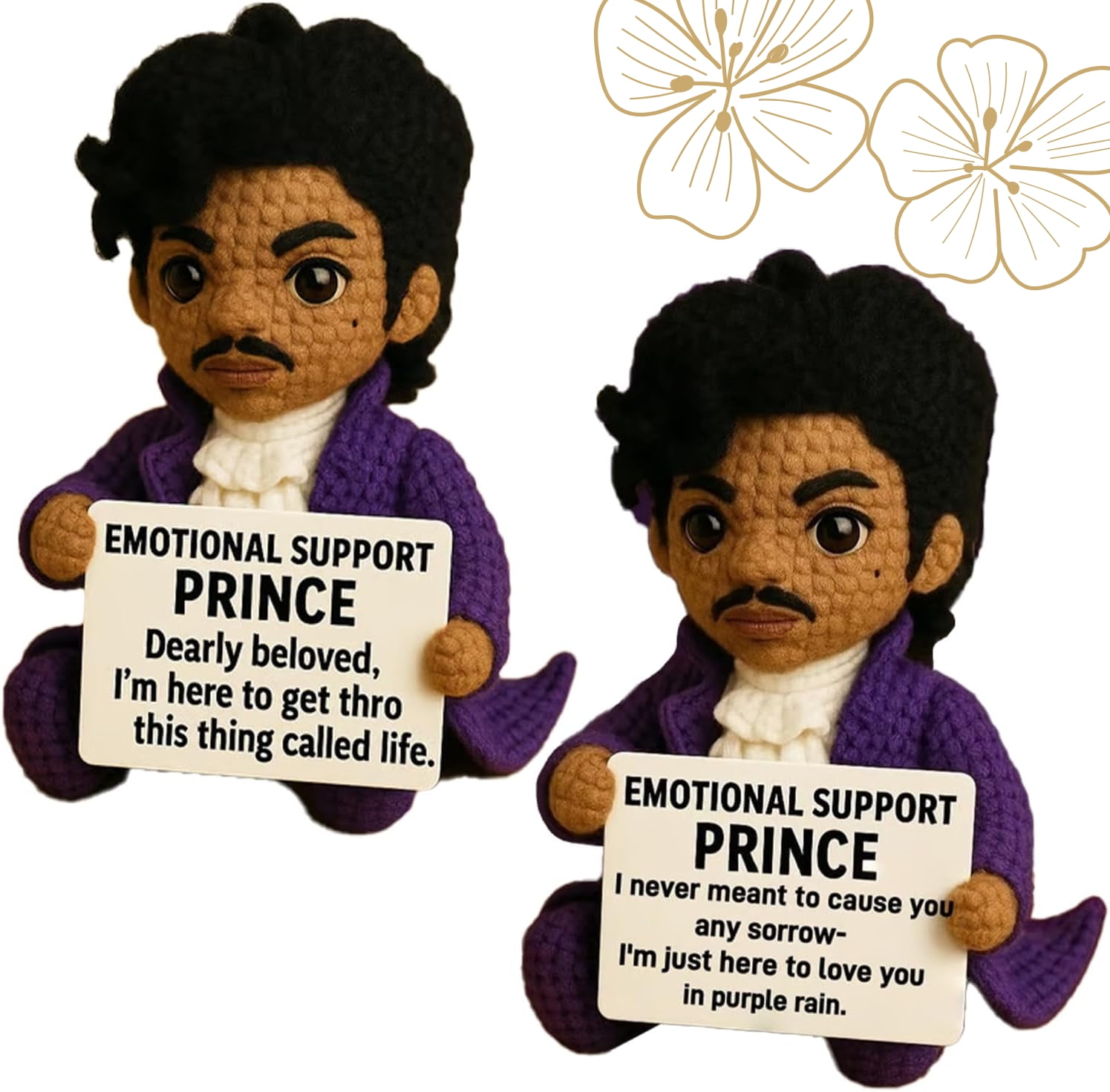 Crocheted Emotional Support Dolls, Positive Affirmation Crochet Prince ...