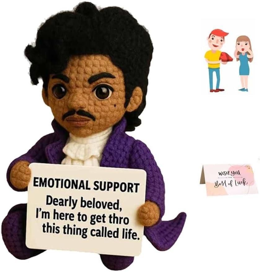 Crocheted Emotional Support Prince Doll, Handmade the Purple Rain Prince Crocheted Emotional ...