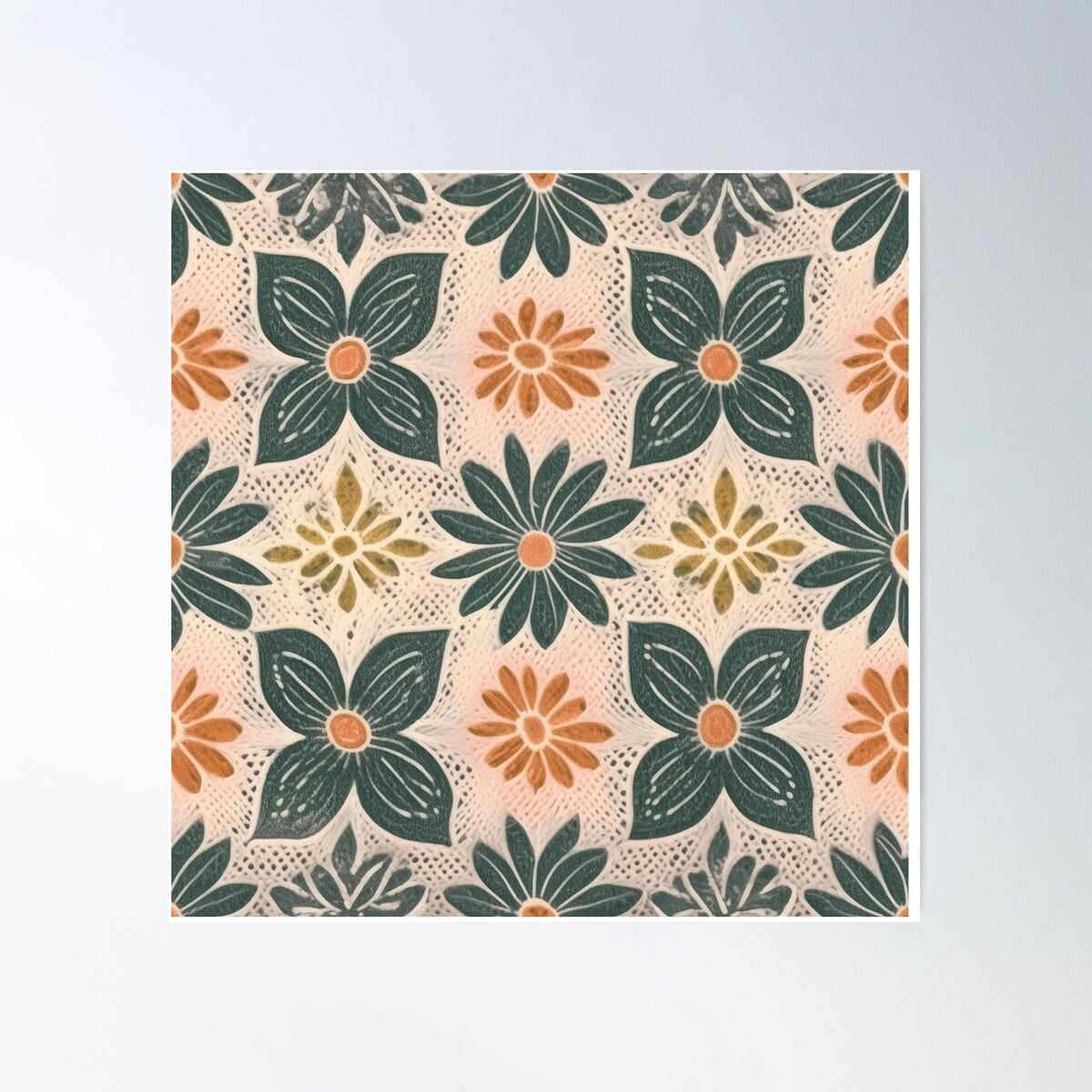 Crocheted Flowers Seamless Pattern A78 Poster Wall Art, Modern Wall ...