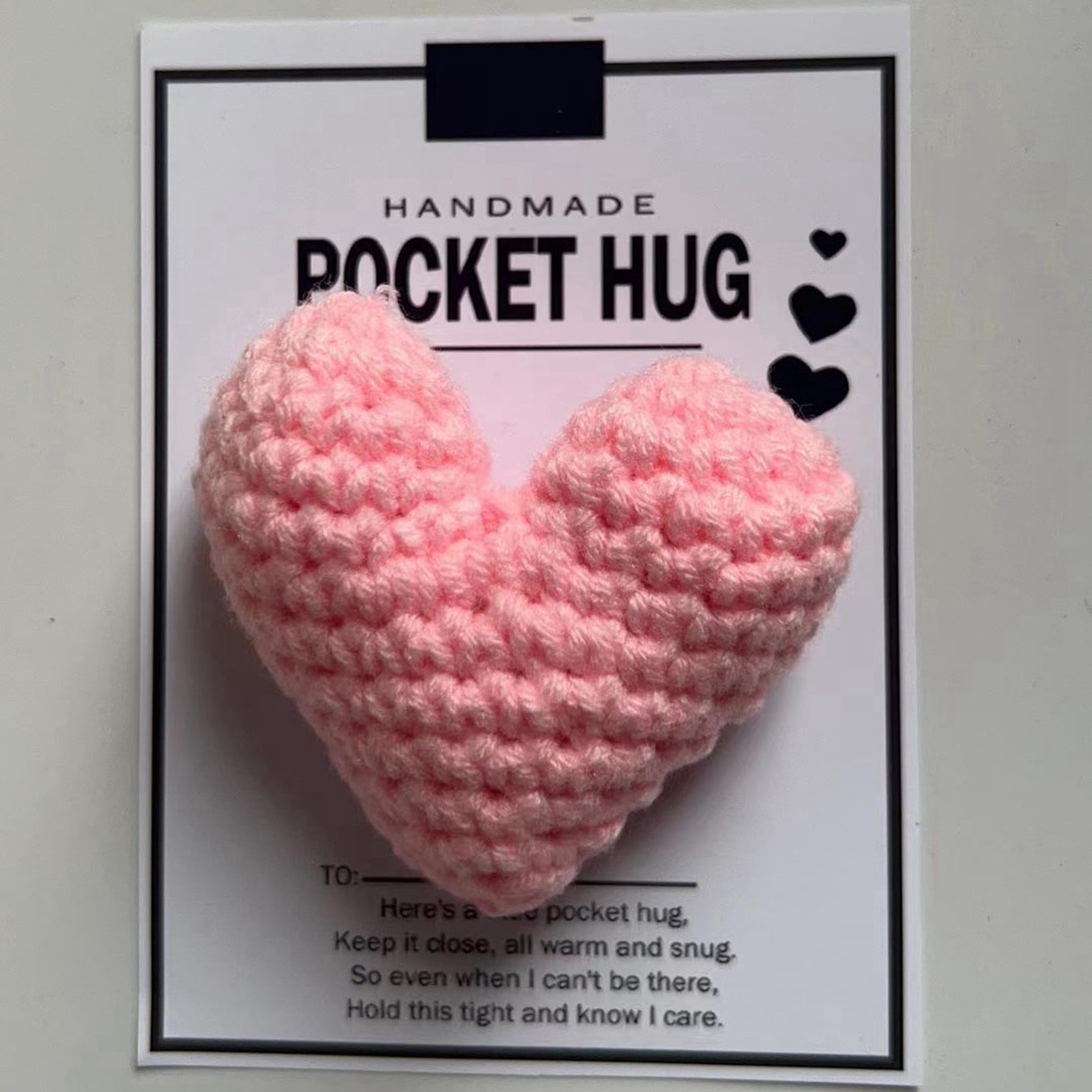 Crocheted Heart Shaped Pocket Greeting Card Handmade with for Couples ...