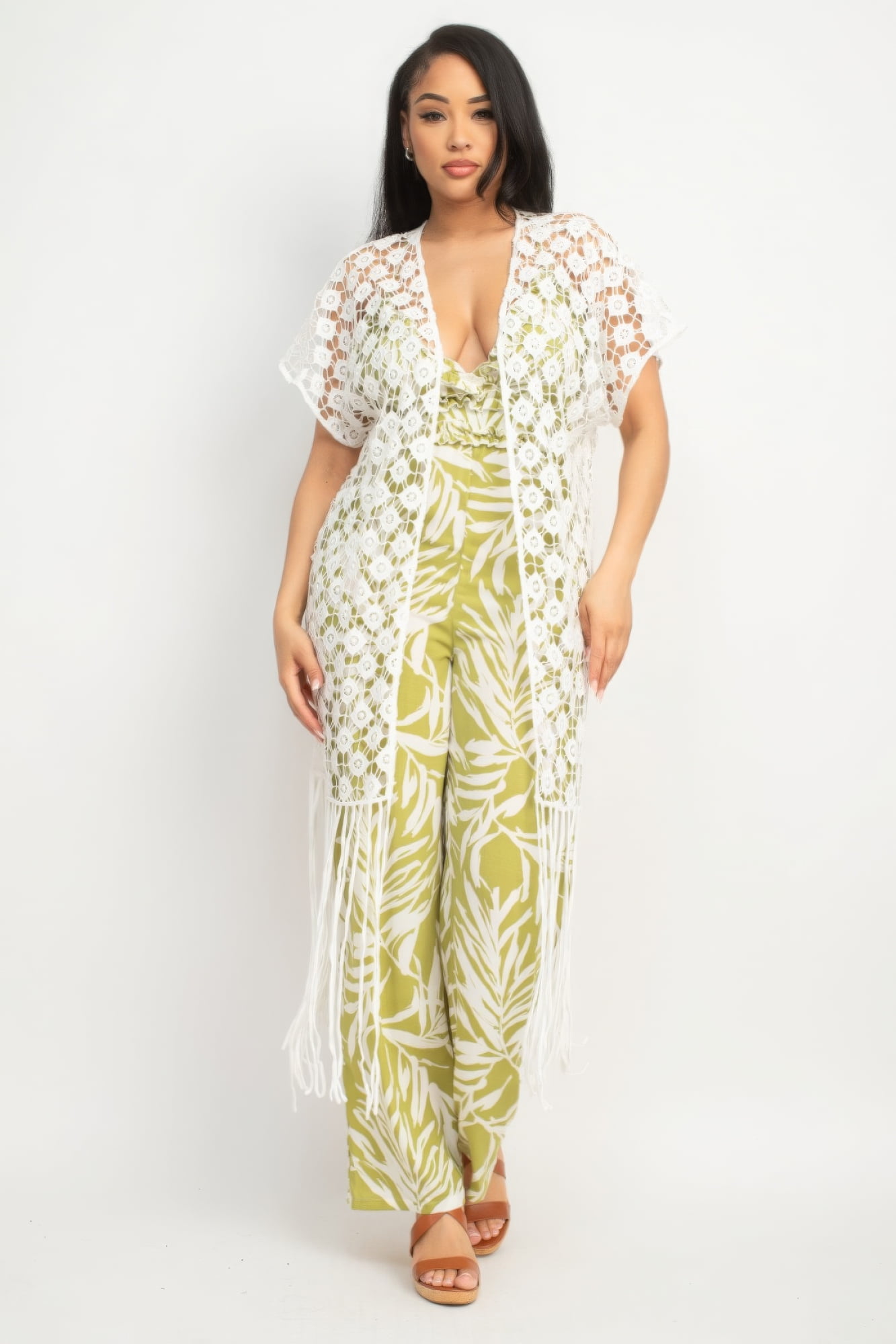 Crocheted Open-front Fringe Kimono - Walmart.com