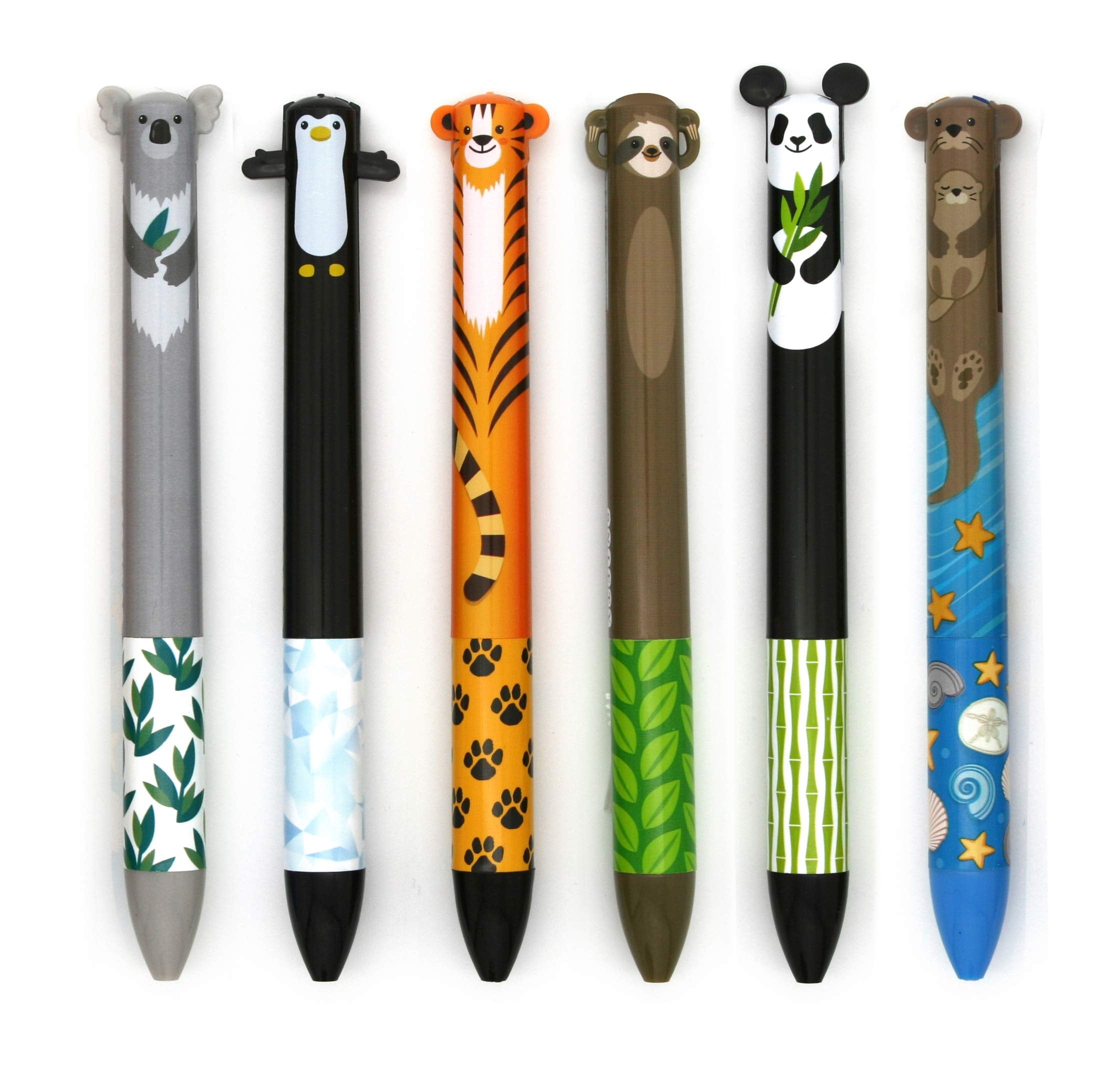 SNIFTY Twice as Nice Click Pens, Set of 6, Black, Blue, Green, Orange ...