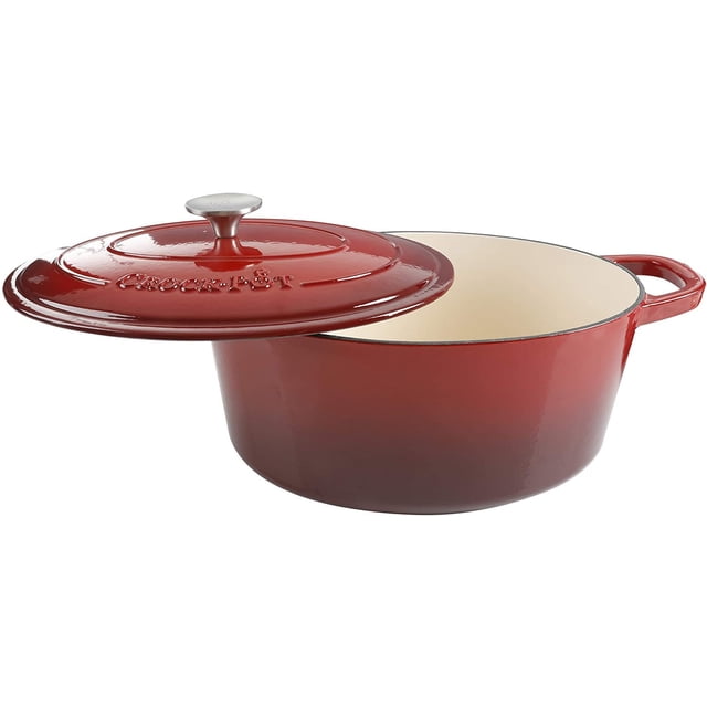 Crock-Pot 7 Quart Oval Enamel Cast Iron Covered Dutch Oven Slow Cooker ...