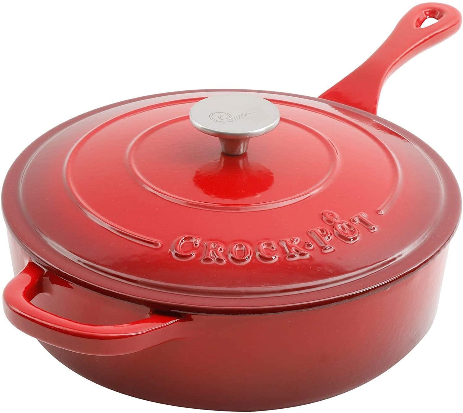 Crock Pot Artisan 3.5 Quart Enameled Cast Iron Deep Sauté Pan with Self ...