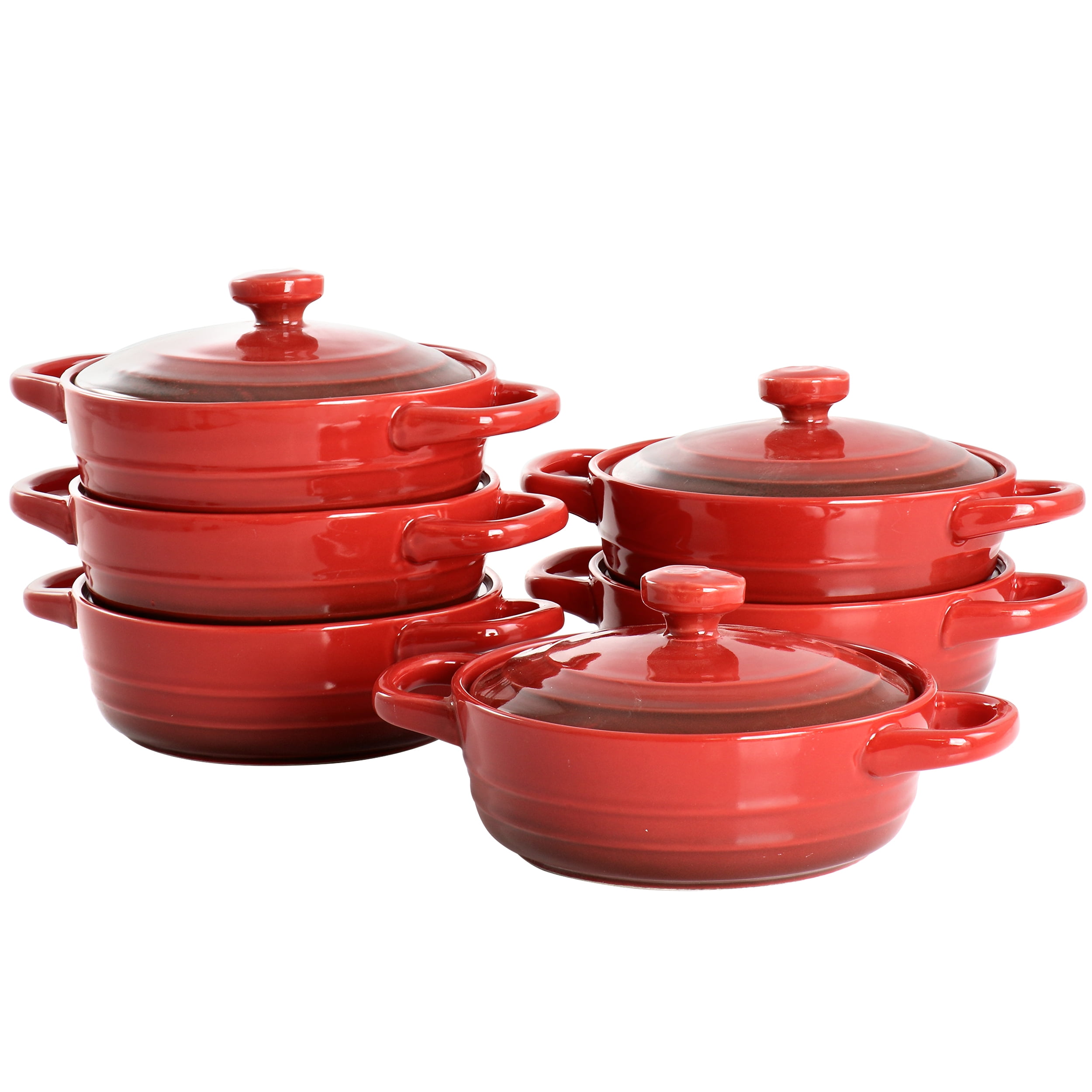 Crockpot Appleton 6 Piece 10 Ounce Stoneware Mini Casserole Set in Red ...