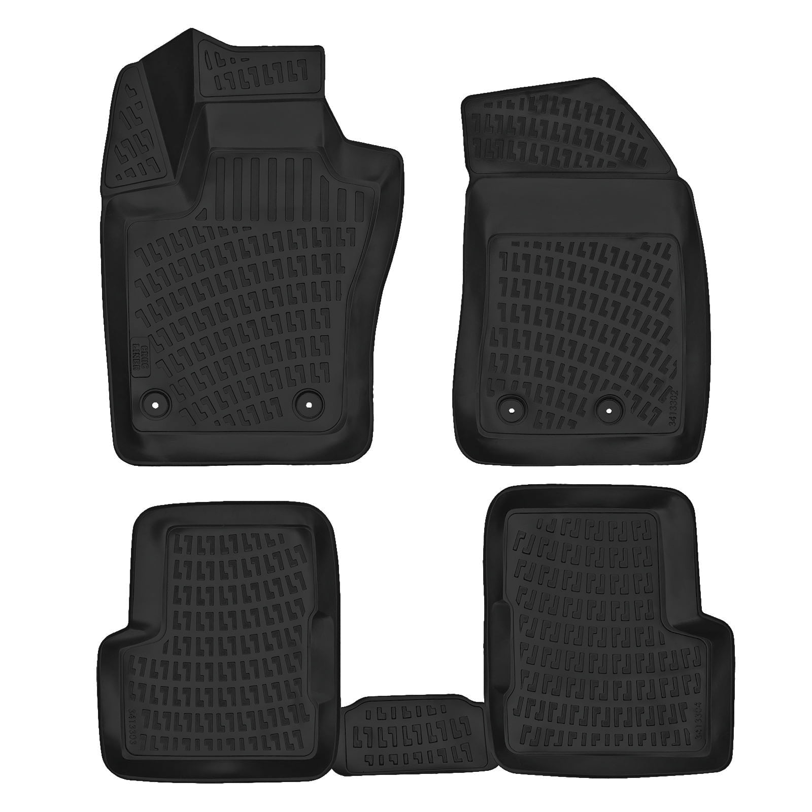 Crocliner Front and Rear All Weather Custom Fit Floor Mats for Fiat 500 ...