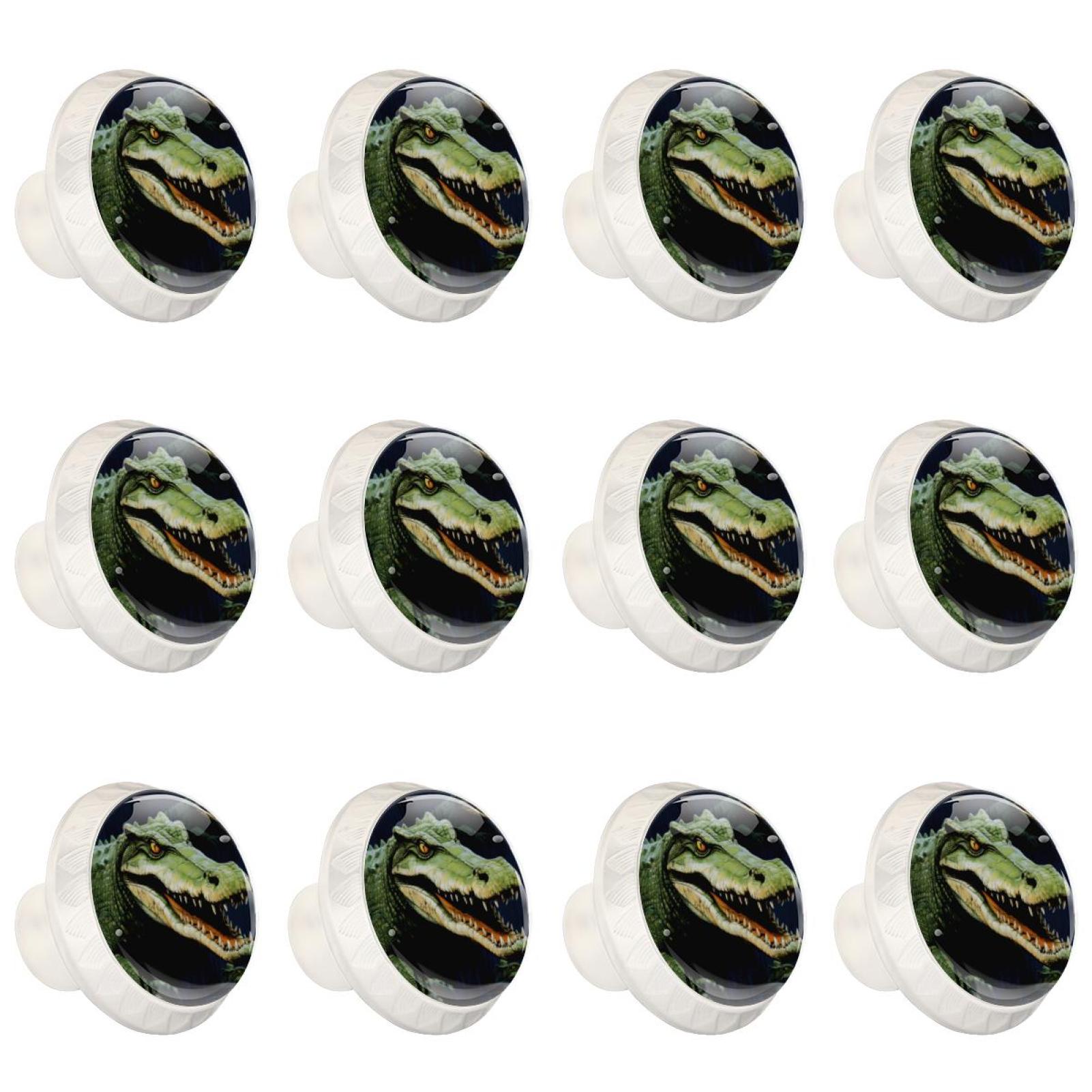Crocodile 12 Pcs White Round Drawer Pulls with Screws,ABS and Glass ...