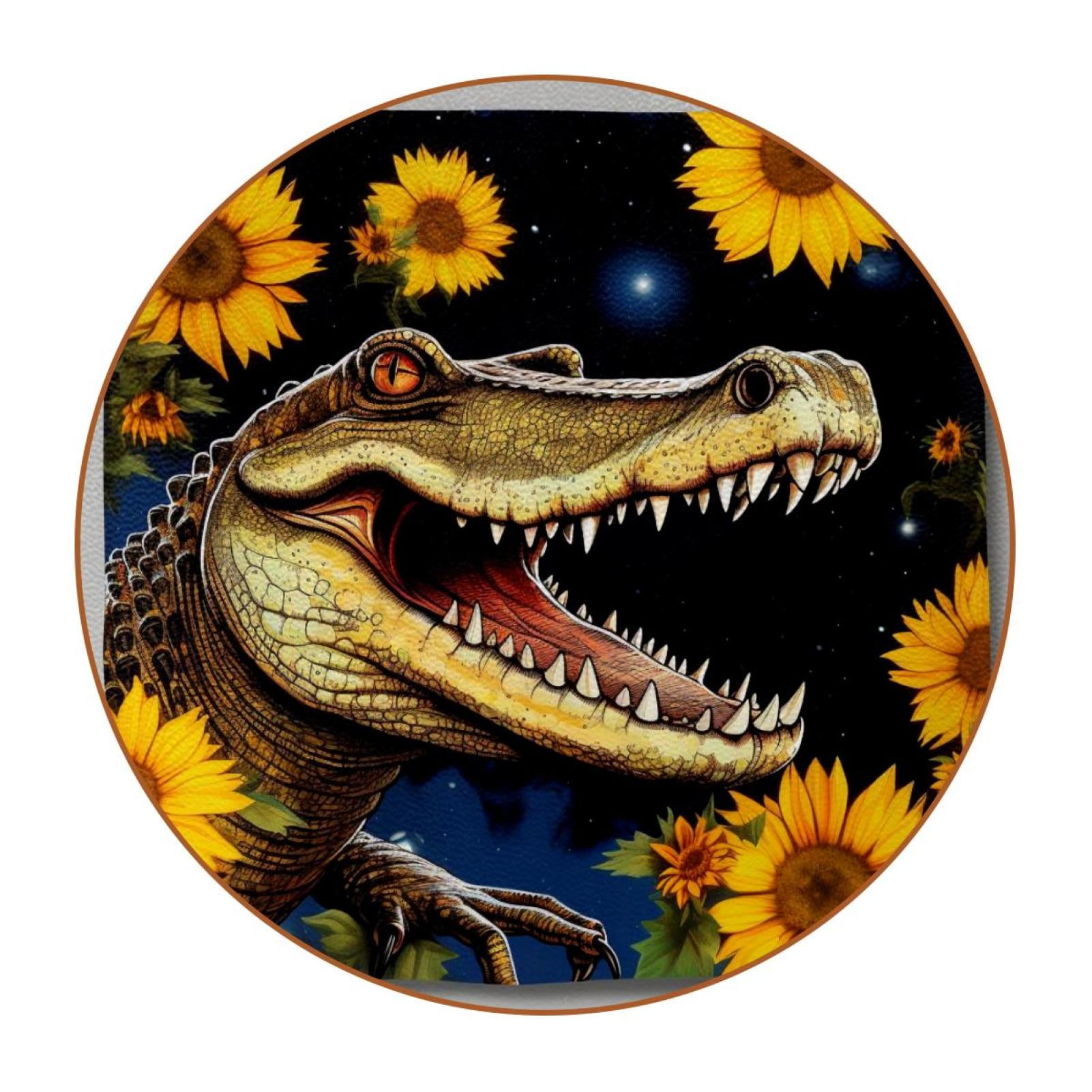Crocodile 6pcs Round Microfiber Leather Coasters, 11x11 cm/4.3x4.3 in ...